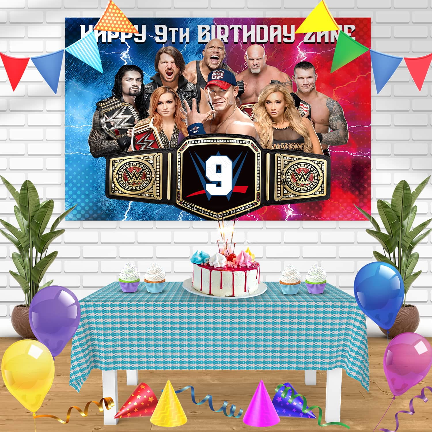 WWE Championship Title Belt Bn Birthday Banner Personalized Party ...