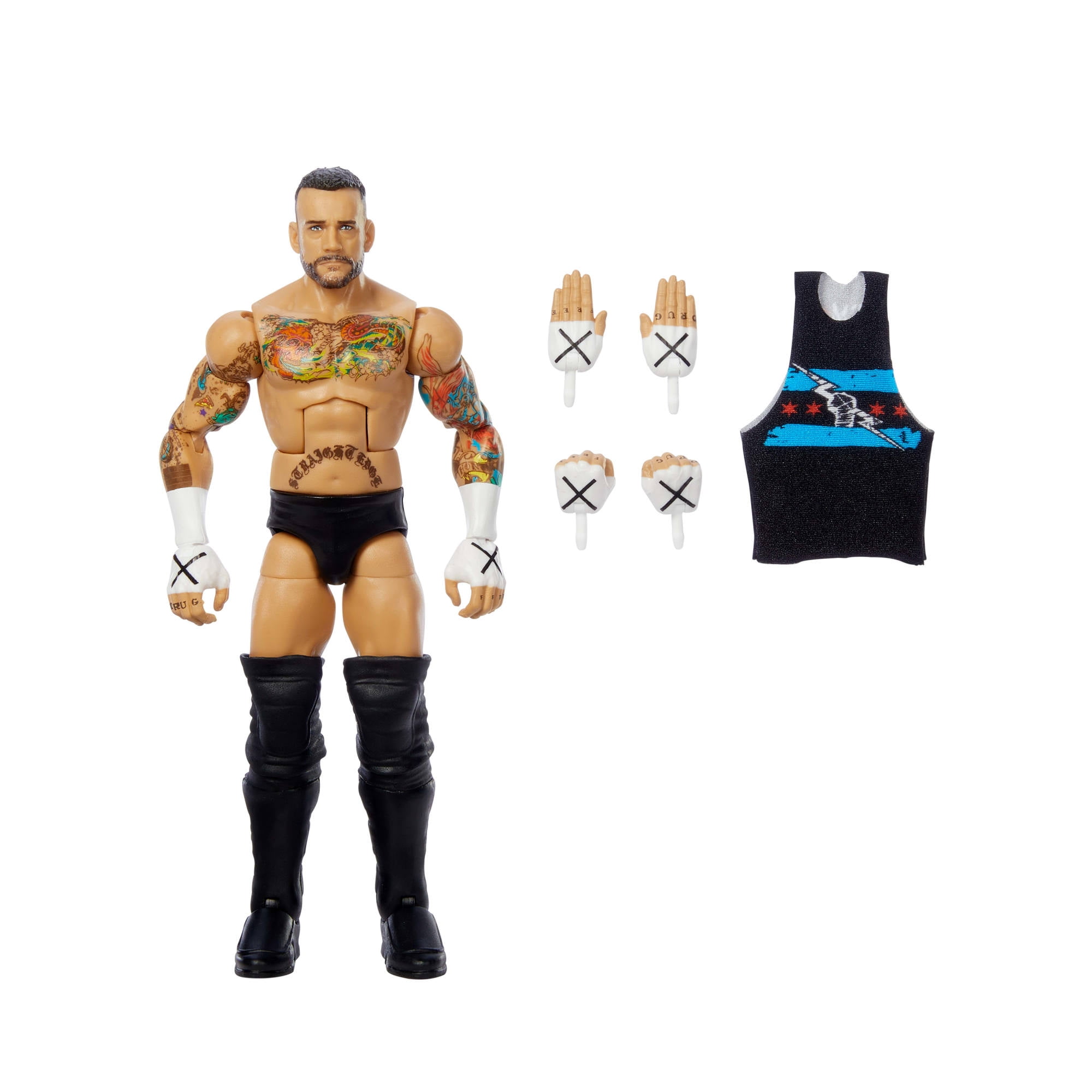 WWE Top Picks Elite Action Figure & Ring Gear, Accessories Set, CM Punk ...