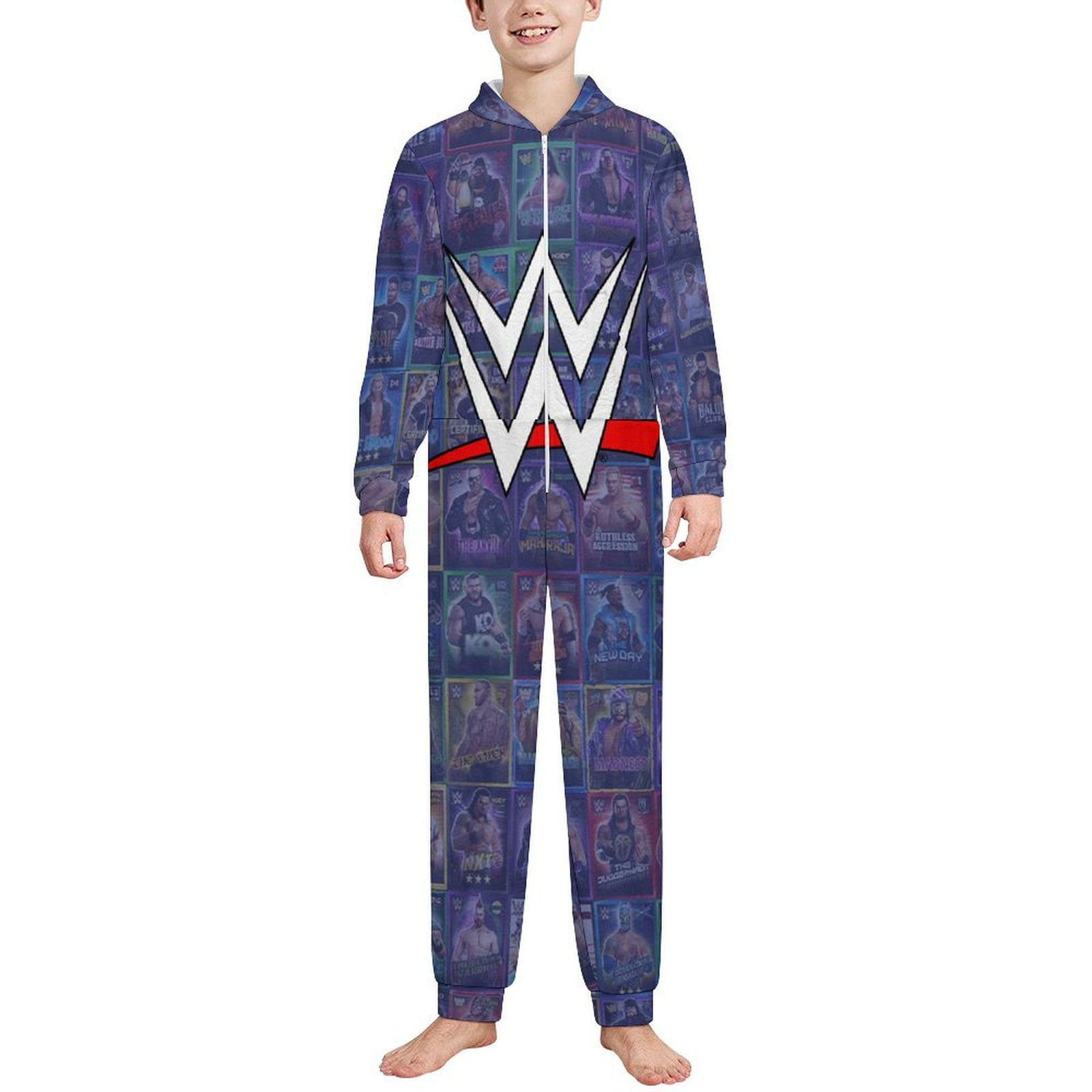 WWE Hooded Union Suit Pajama Soft Comfy PJs Sleepwear - Walmart.com