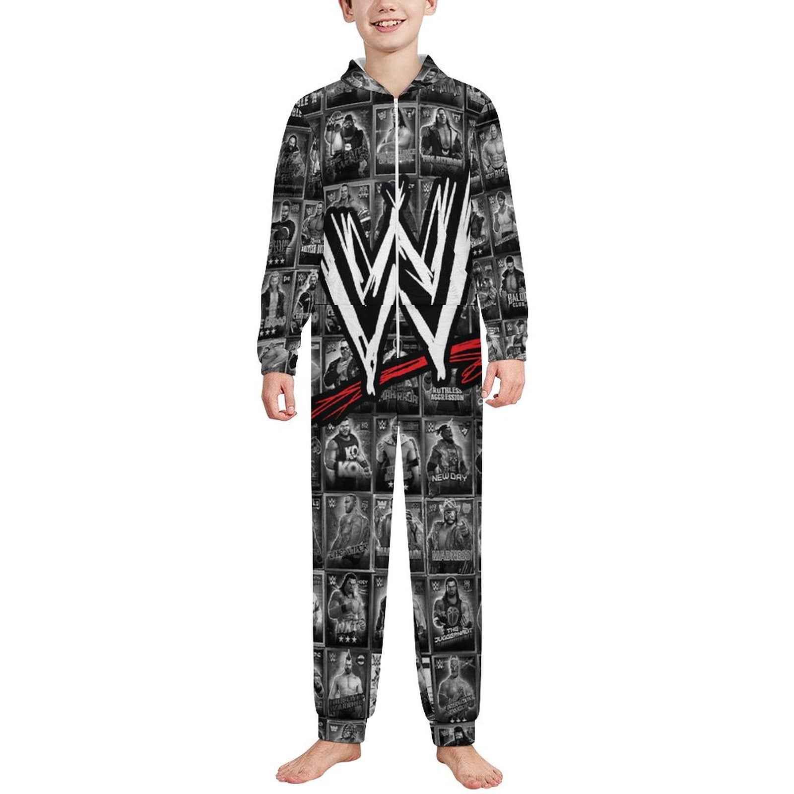 WWE Hooded Union Suit Pajama Soft Comfy PJs Sleepwear - Walmart.com