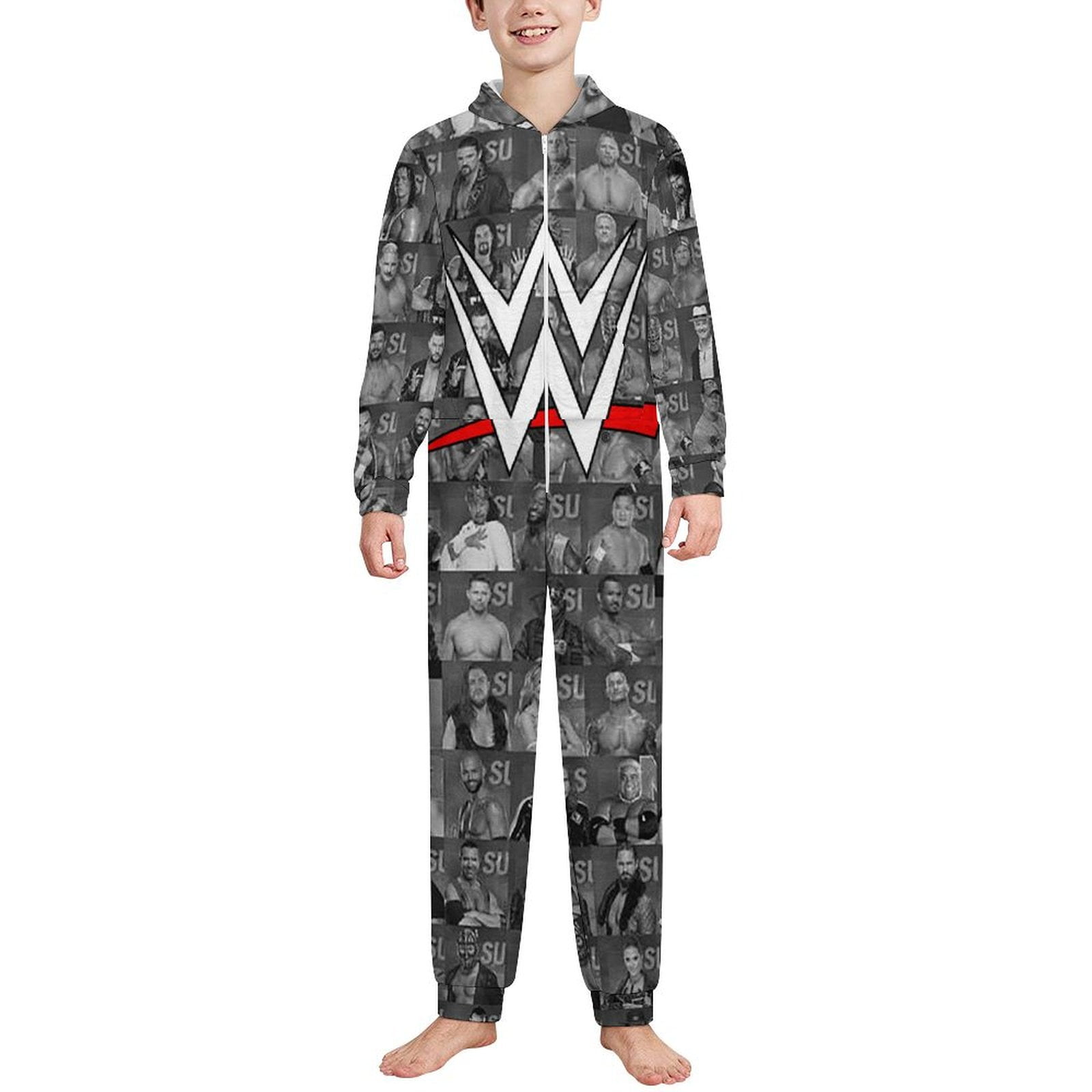 WWE Hooded Union Suit Pajama Soft Comfy PJs Sleepwear - Walmart.com