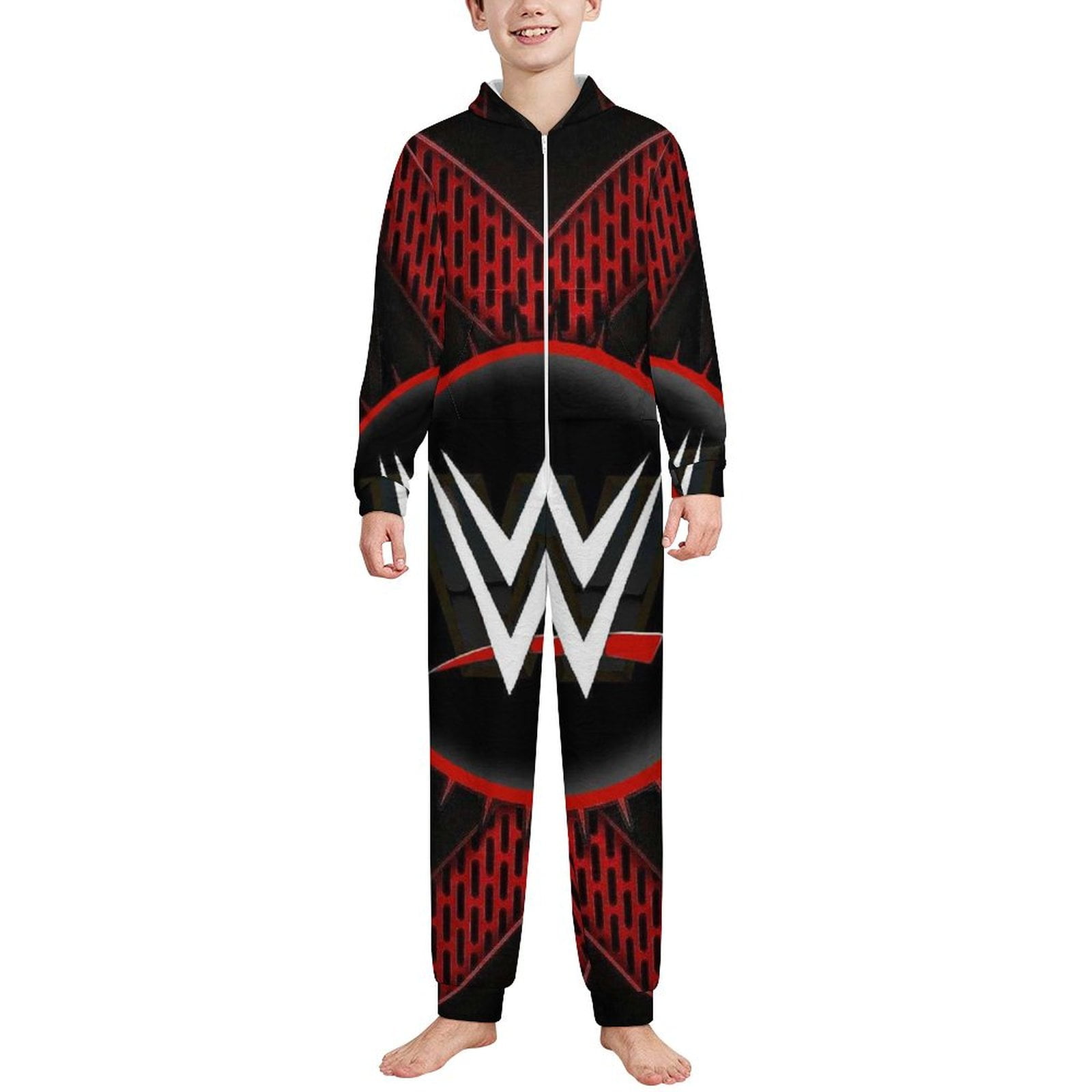 WWE Hooded Union Suit Pajama Soft Comfy PJs Sleepwear - Walmart.com