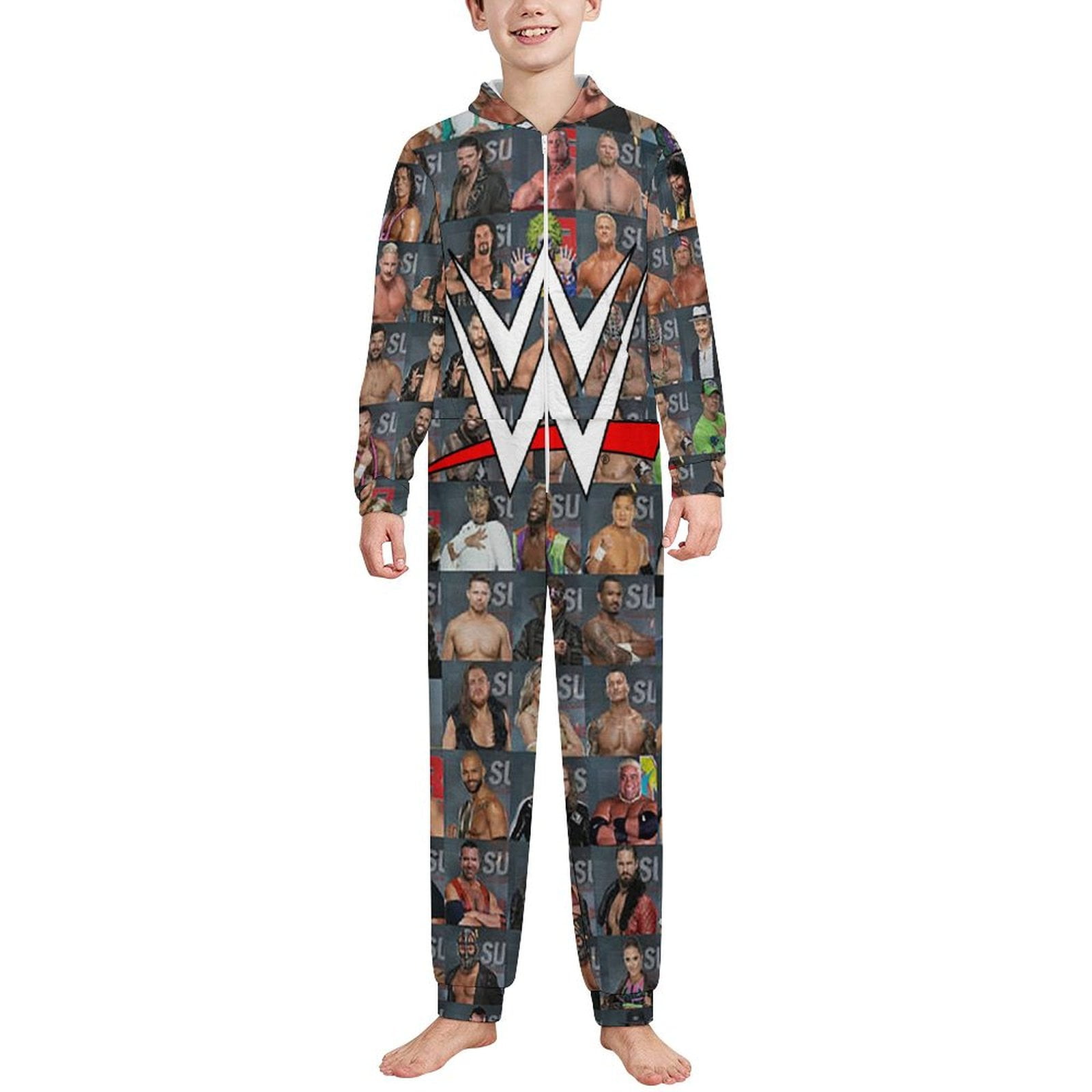 WWE Hooded Union Suit Pajama Soft Comfy PJs Sleepwear - Walmart.com