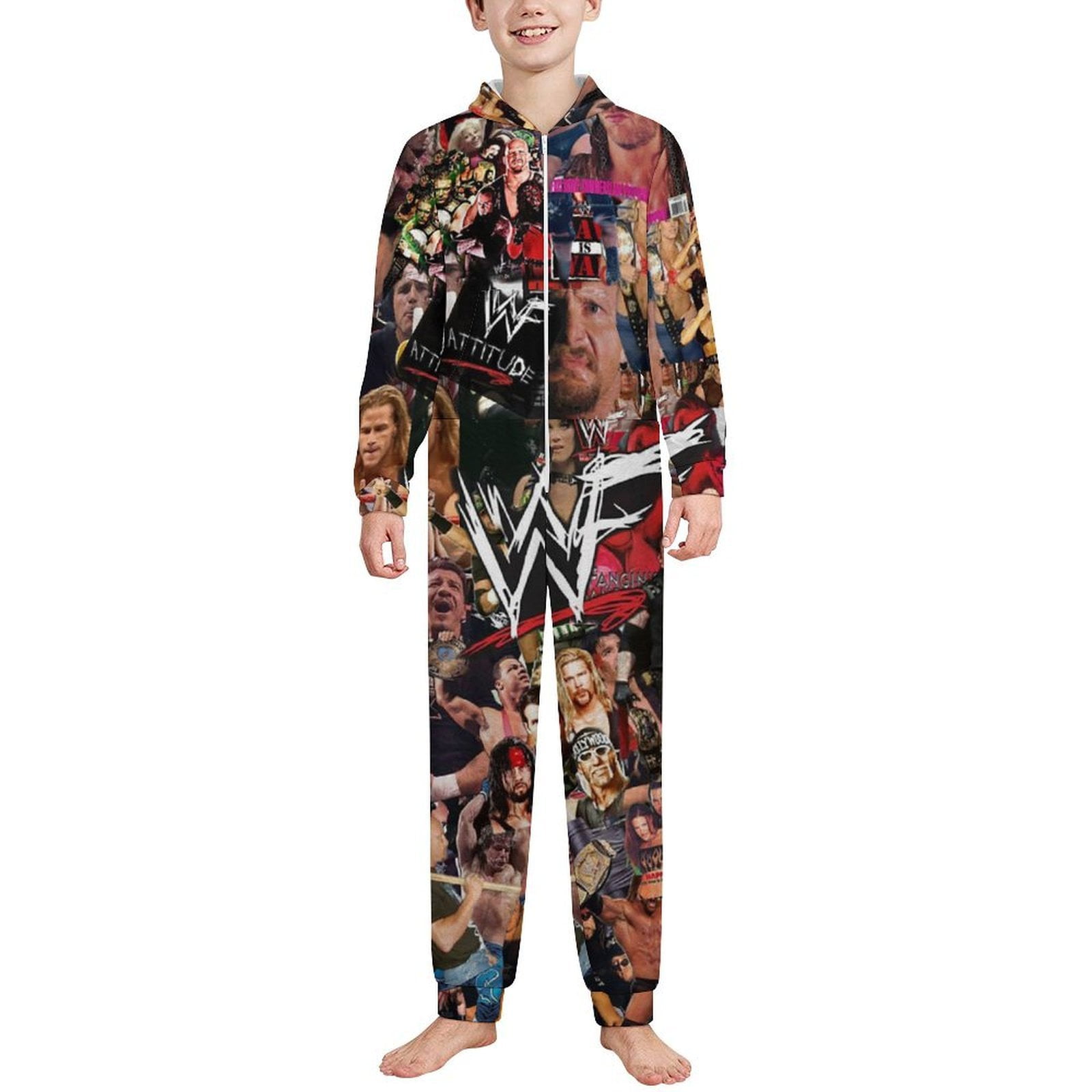 WWE Hooded Union Suit Pajama Soft Comfy PJs Sleepwear - Walmart.com