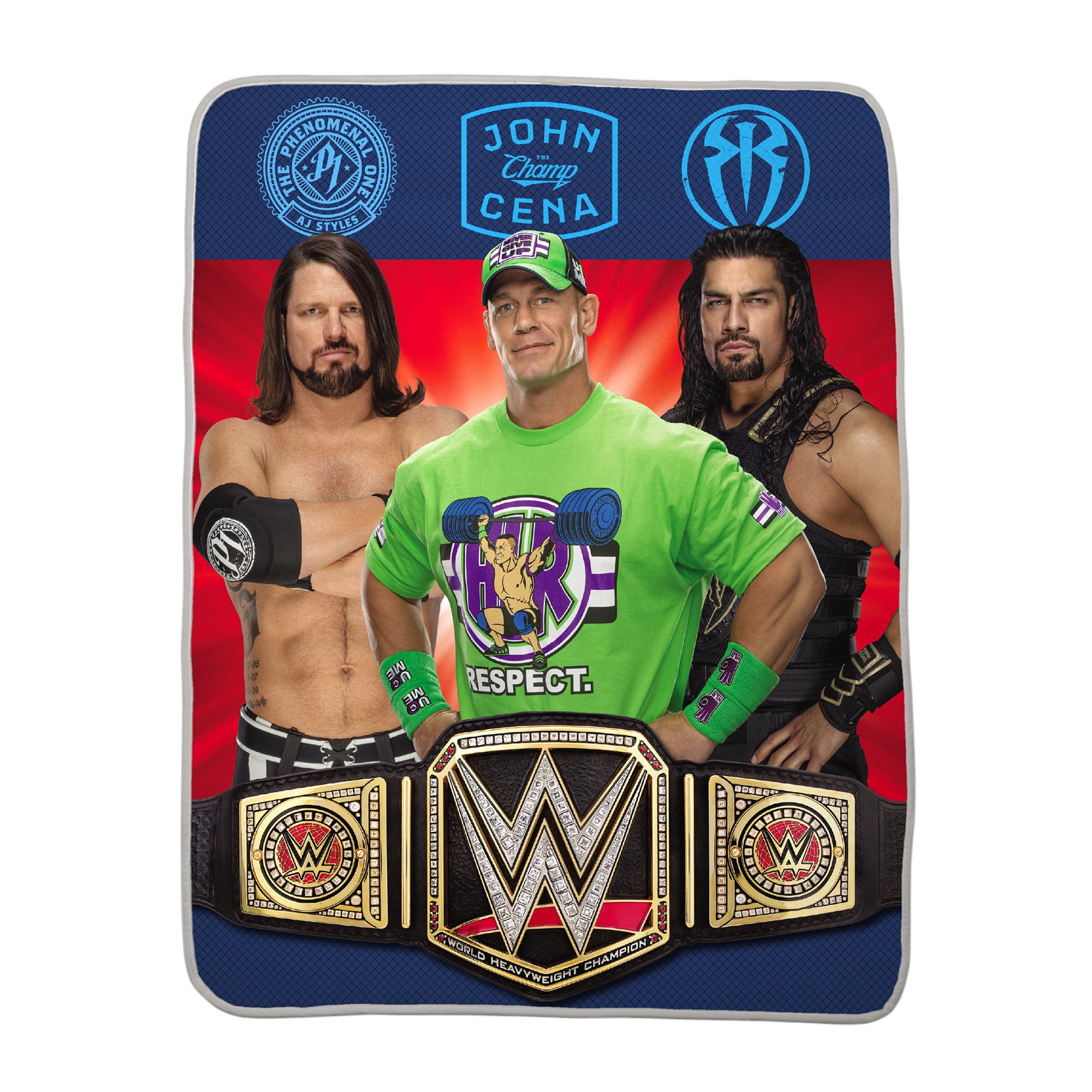 WWE Kids Silky Soft Plush Throw Blanket, 40x50, Blue and Red - Walmart.com