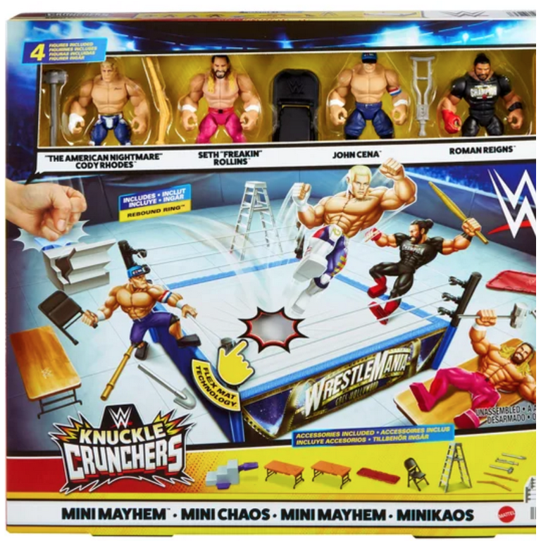 WWE Knuckle Crunchers Mini Mayhem Ring Bundle Action Packed Wrestling Fun Walmart