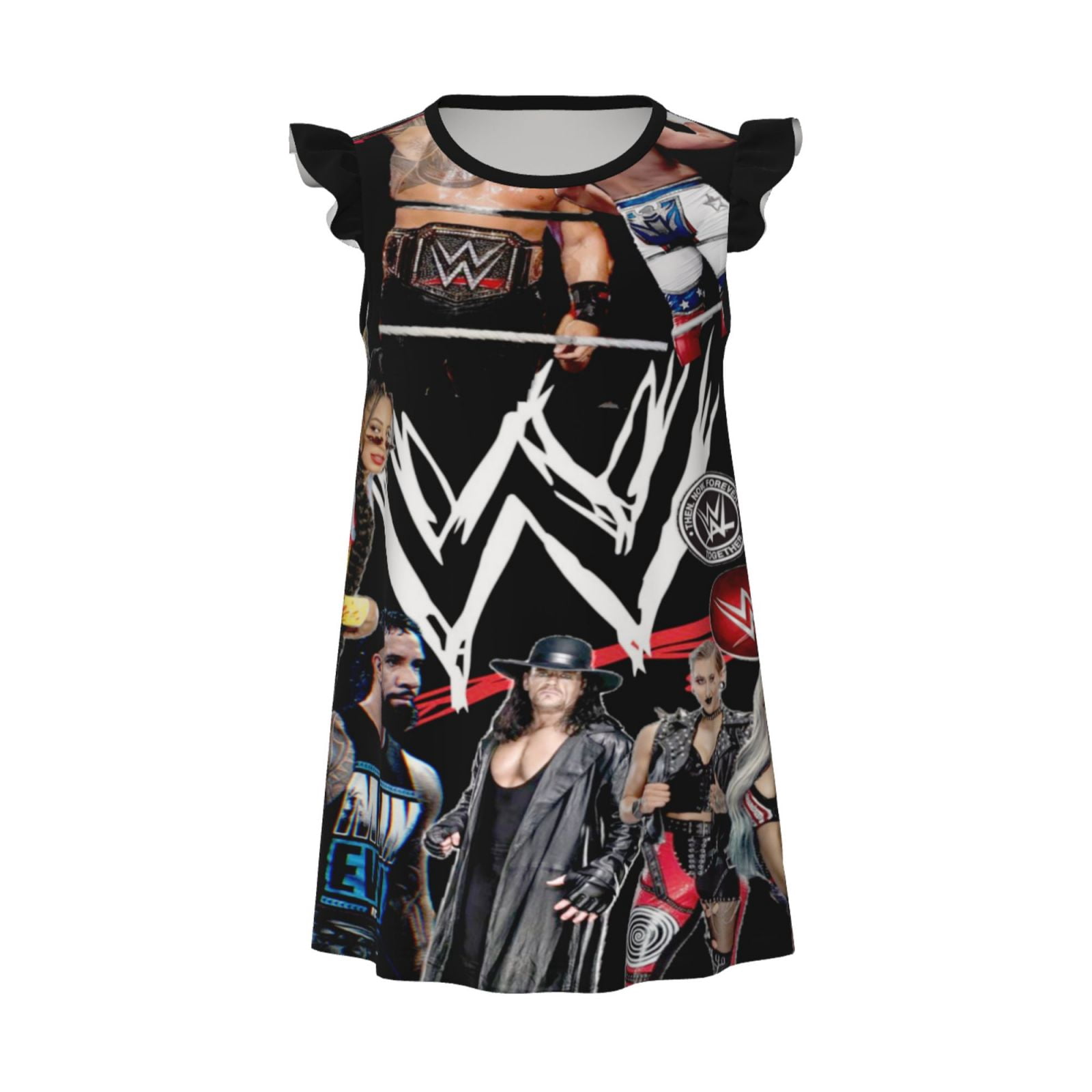 WWE Little Girls Nightgown Short Flutter Sleeve Pajamas Cartoon ...