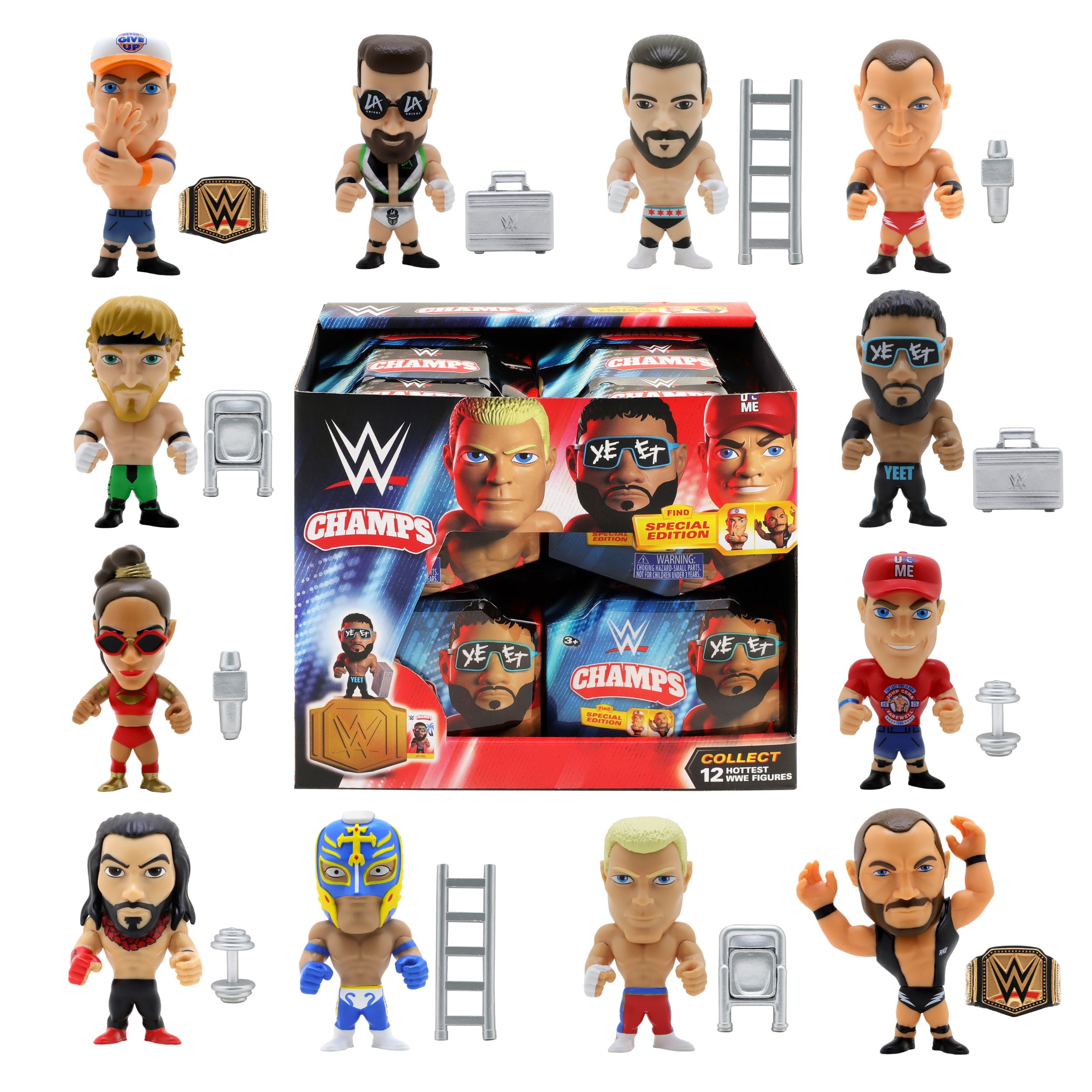 WWE Champs Pop N Lock Surprise Figures with Accessories & Trading Cards ...