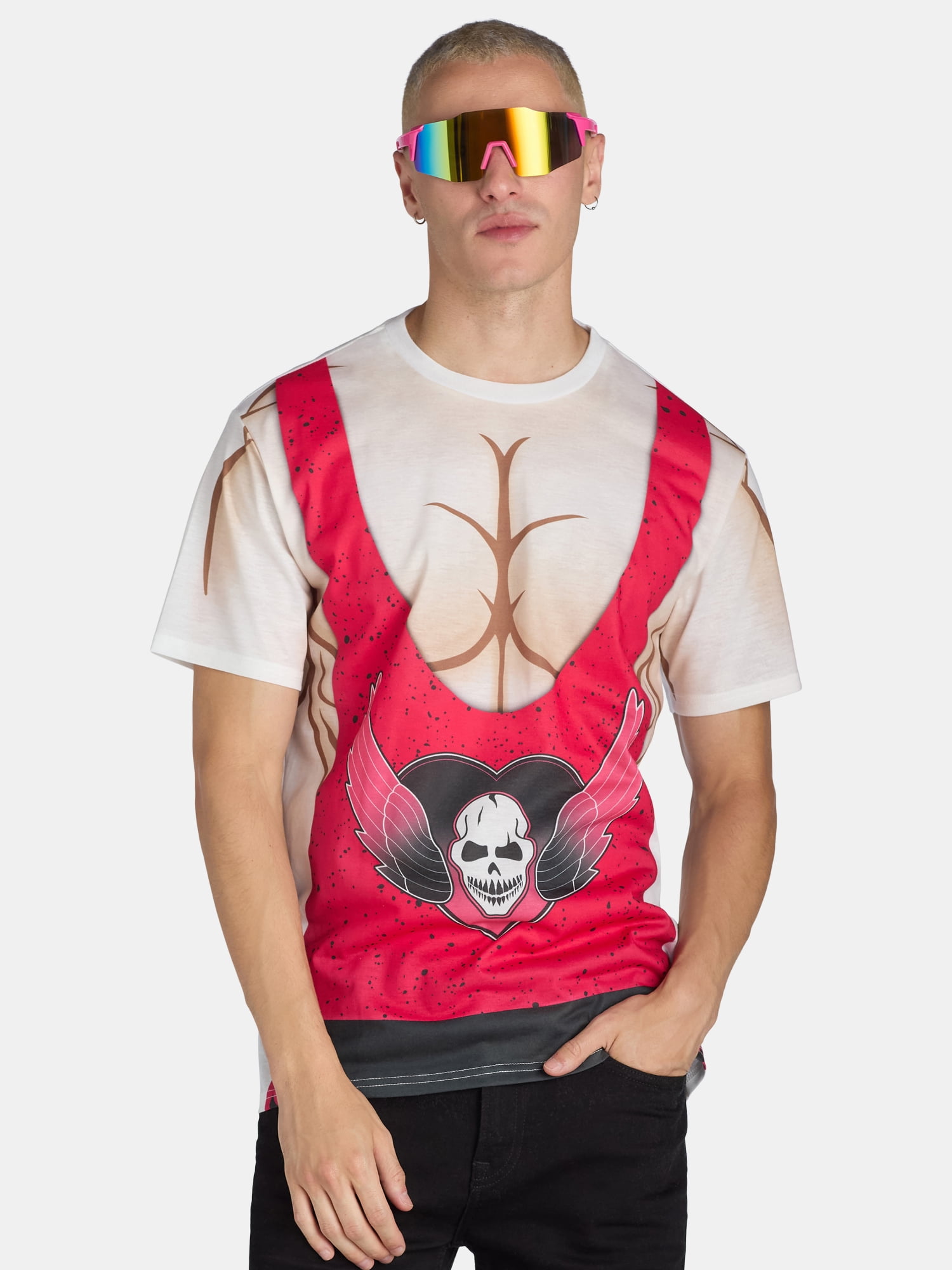 WWE Men's Buff Bret Hart Halloween Graphic Costume Tee with Short ...