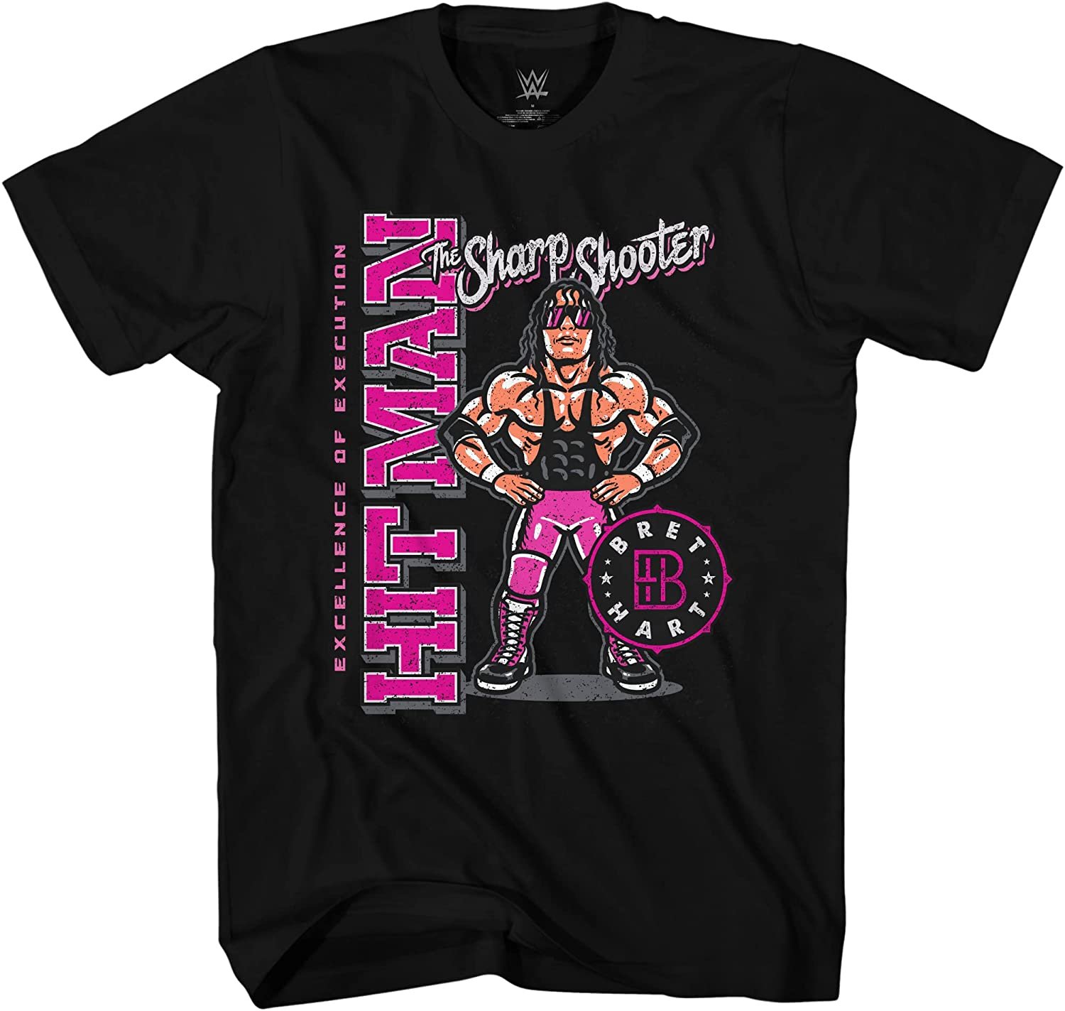 WWE Mens Bret Hart Shirt, Bret The Hitman Wrestling T-Shirt Black - M ...