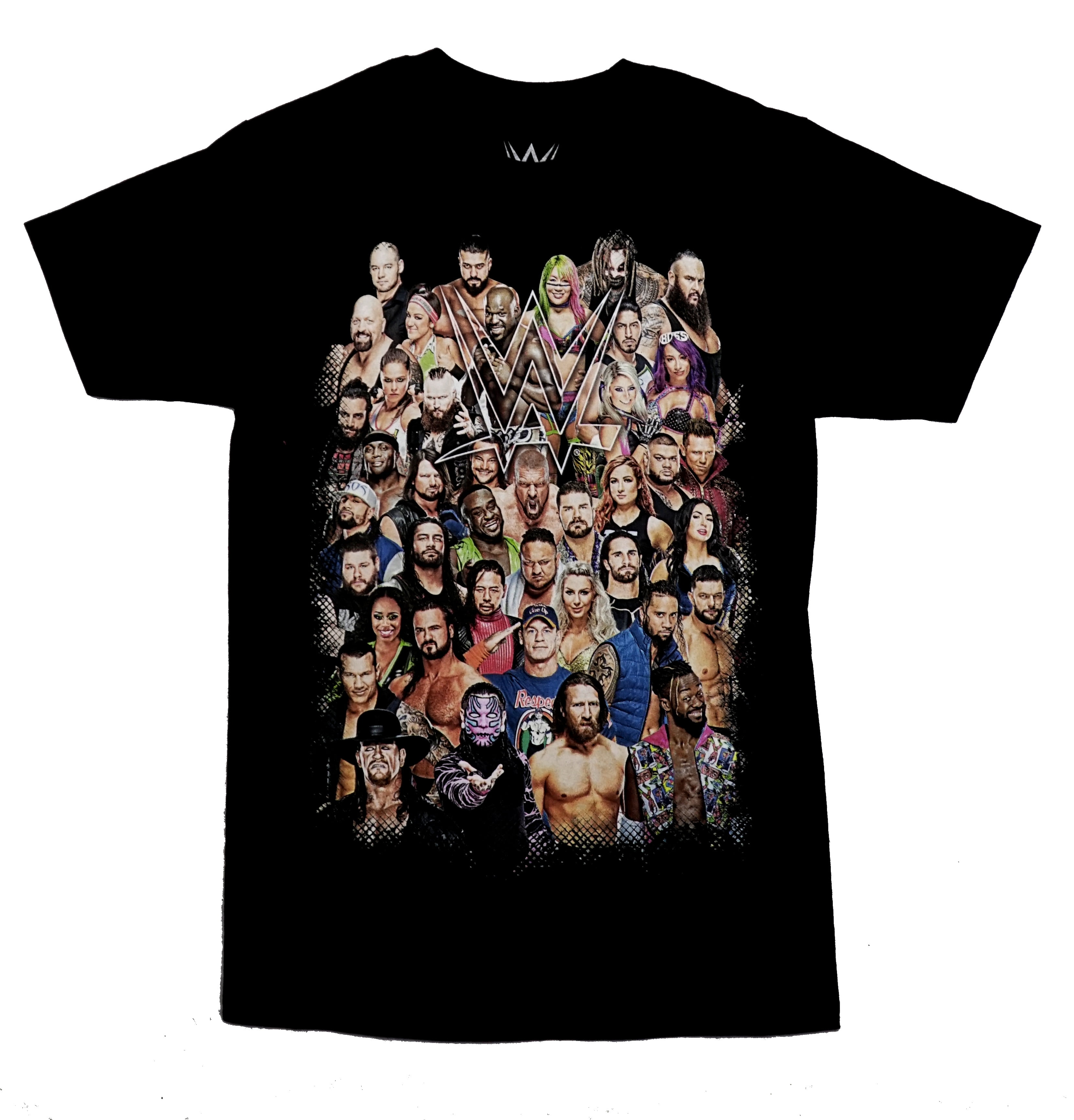 WWE Mens T-Shirt - Giant Group of Wrestlers Around Logo (3X-Large ...