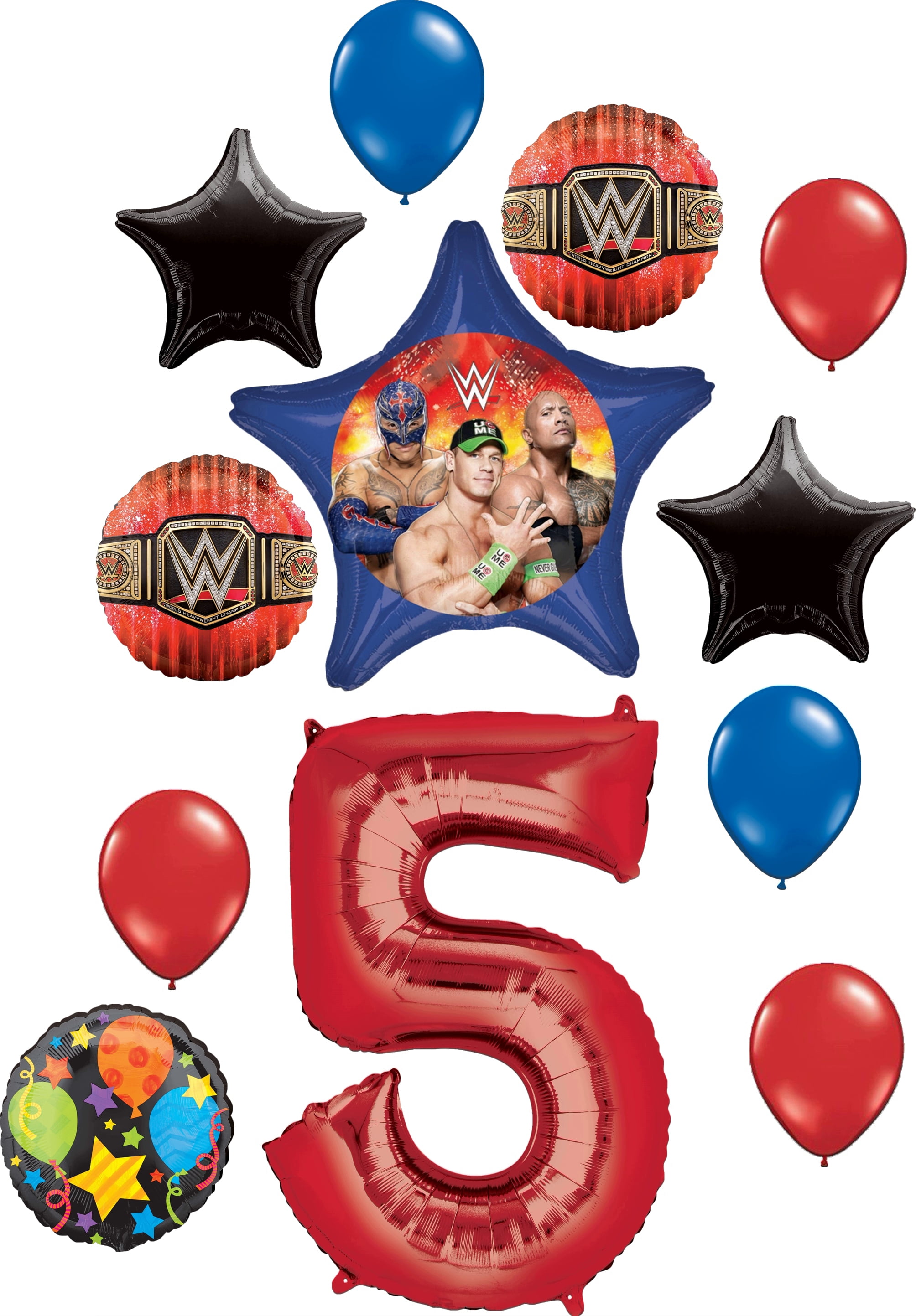 WWE Party Supplies 5th Birthday Balloon Bouquet Decorations - Walmart.com