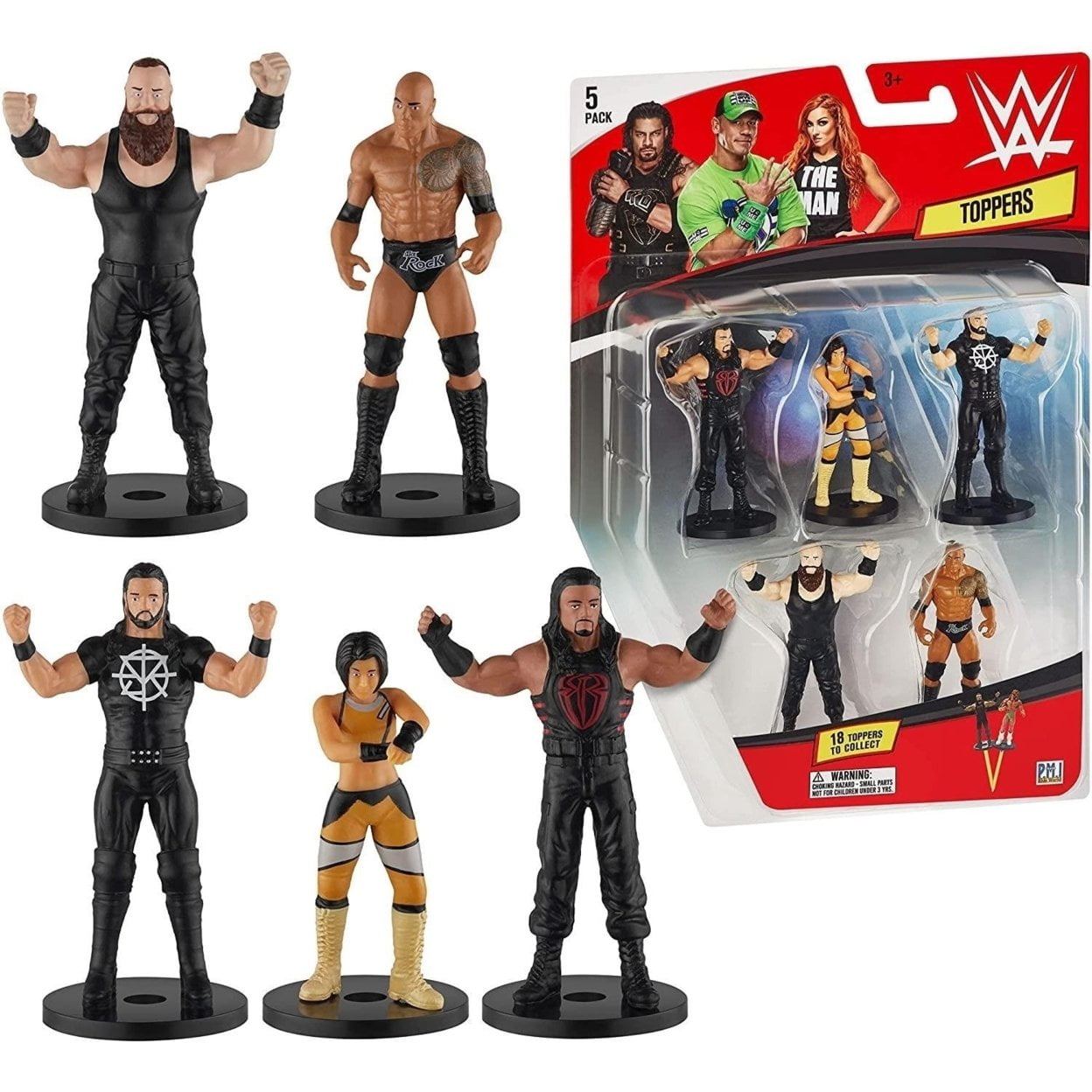 WWE Pencil Toppers 5pk Bayley Rollins Roman Reigns The Rock Strowman ...