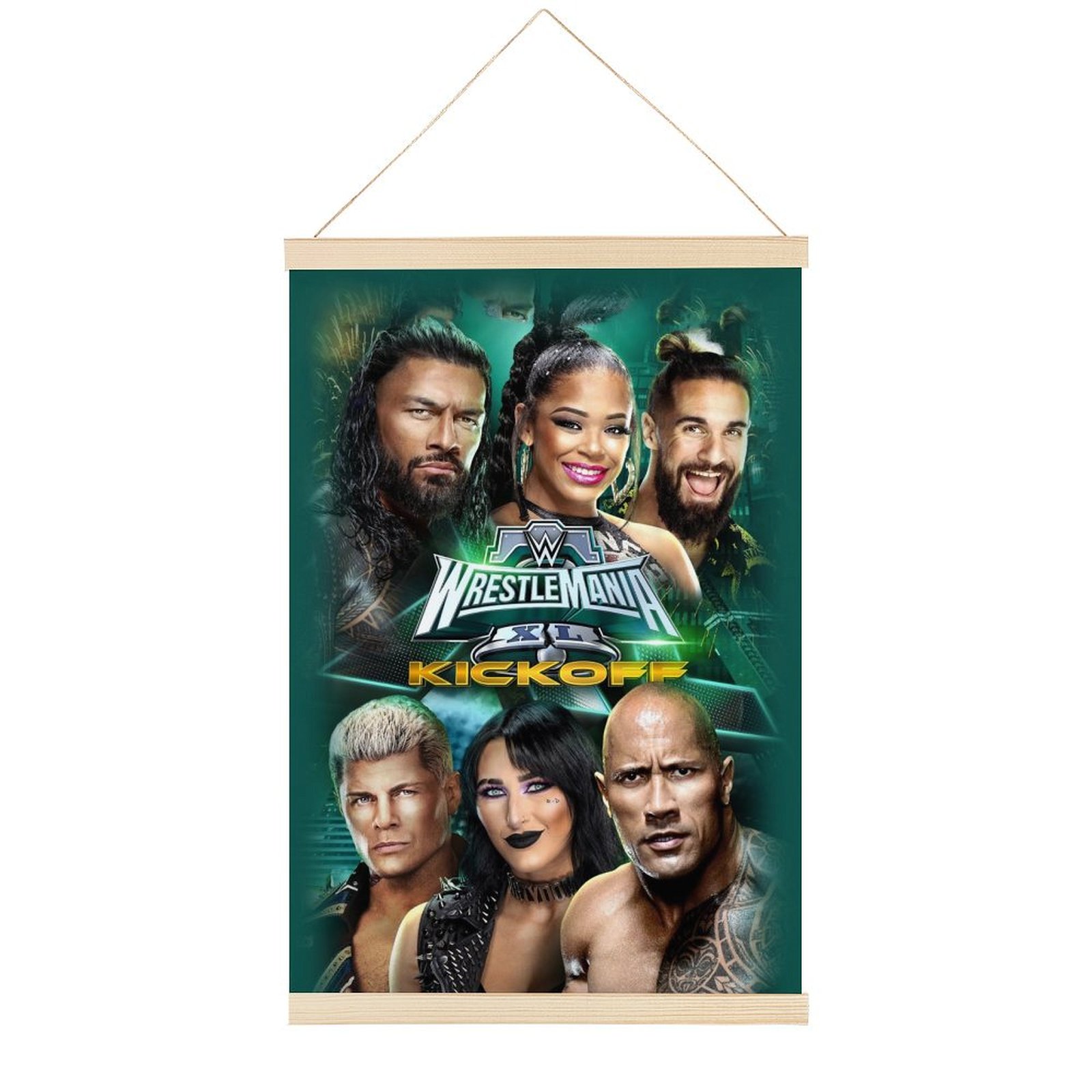 WWE Poster Wall Art Decor Hanging Paintings Wood Frame Hanger Magnetic ...