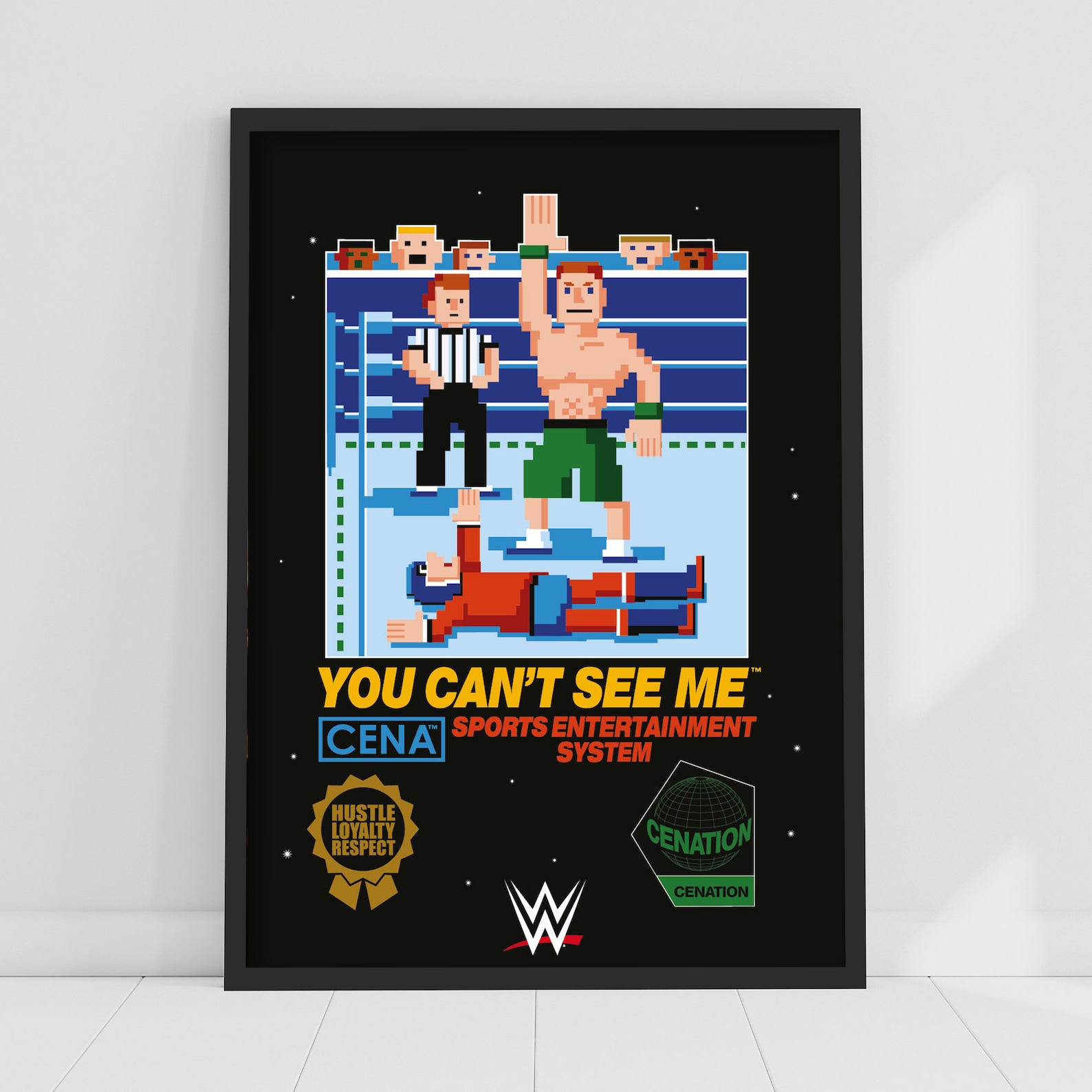 WWE Print - John Cena Poster in 8-bit pixel style, wrestling wall art ...