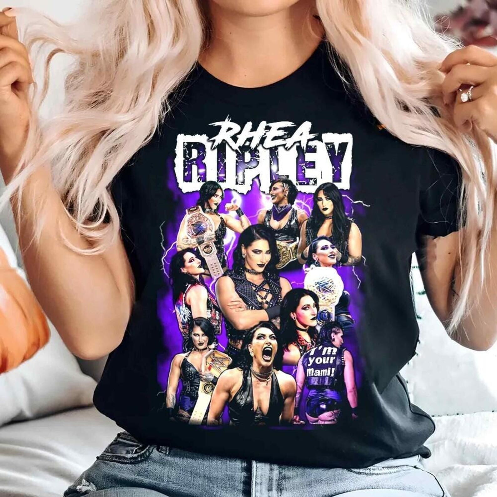 WWE Rhea Ripley Mami WrestleMania Shirt,Black Color,Size M - Walmart.com