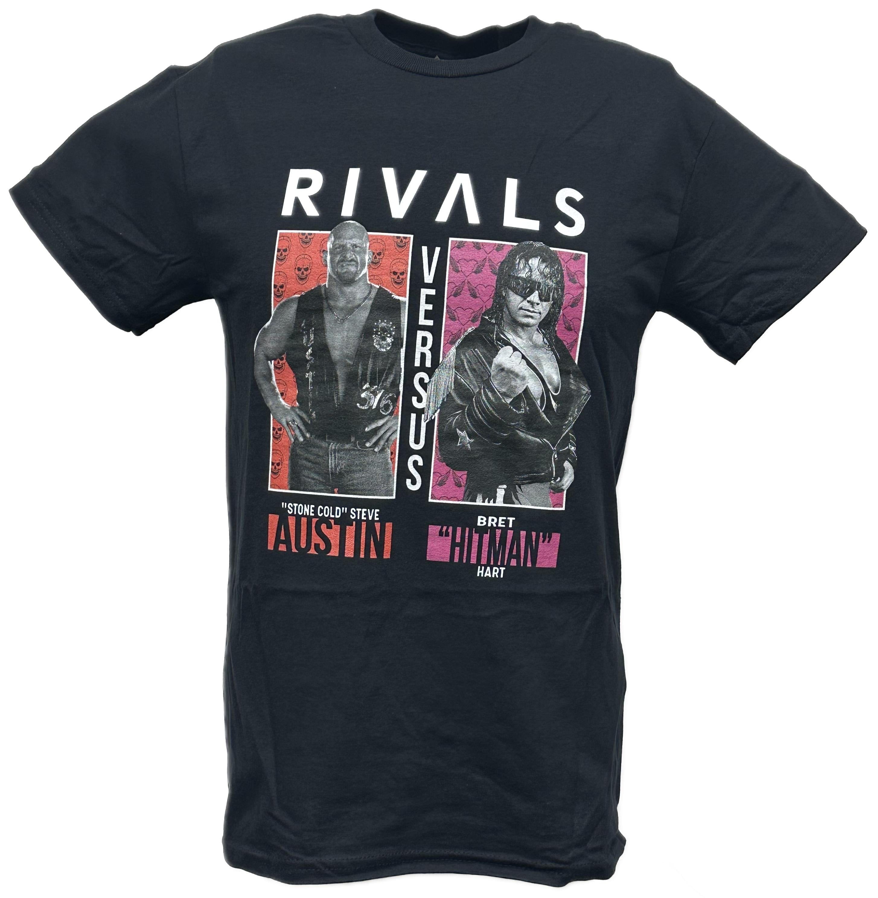 WWE Rivals Stone Cold Steve Austin vs Bret Hitman Hart Mens Black T ...