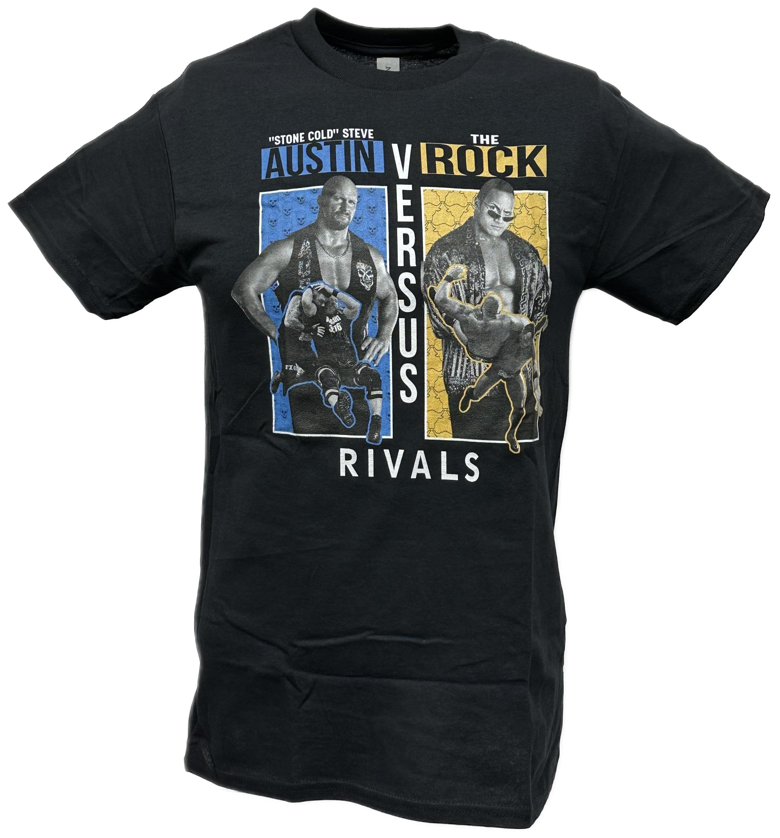 WWE Rivals Stone Cold Steve Austin vs The Rock Mens Black T-shirt ...