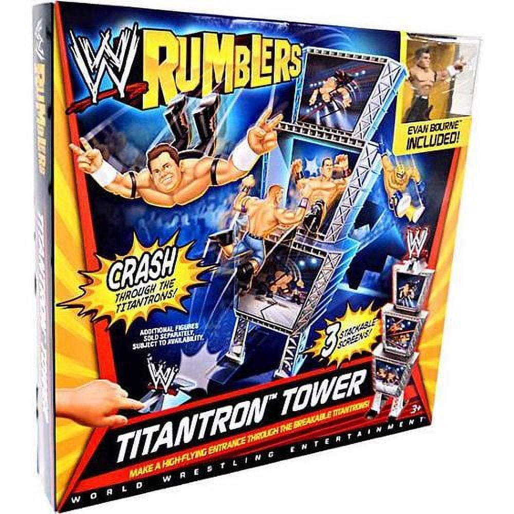 WWE Rumblers Titantron Tower Wrestling Action Crash 3 Screens Bourne ...