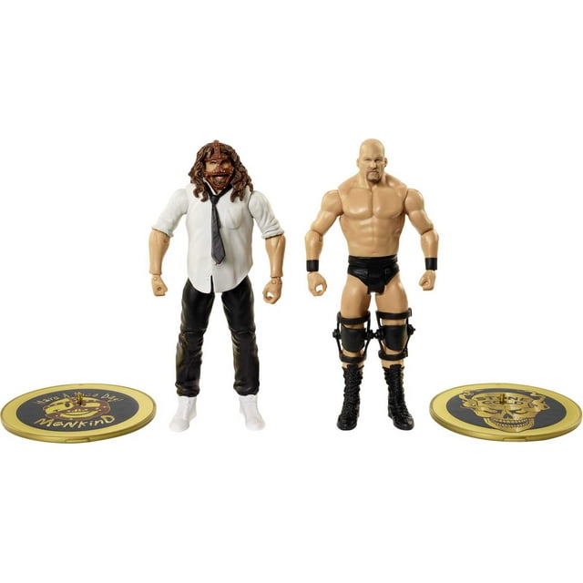 WWE Wrestling Toys: Stone Cold Steve Austin vs Mankind Championship Showdown 2-Pack Action ...