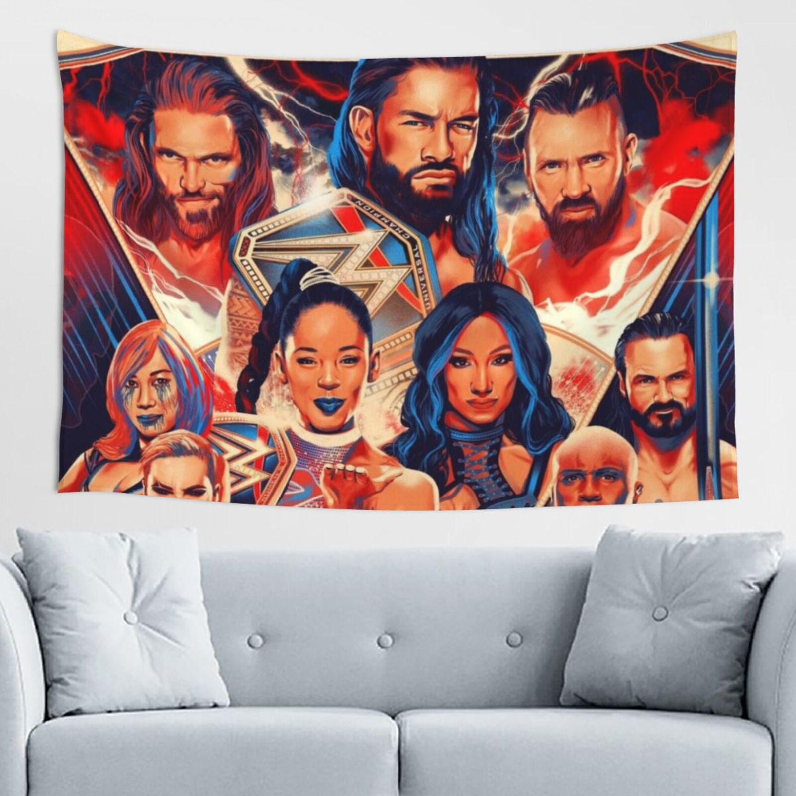 W-W-E Tapestry, Wall Hanging Tapestry, Wall Art Tapestries Poster, Home ...