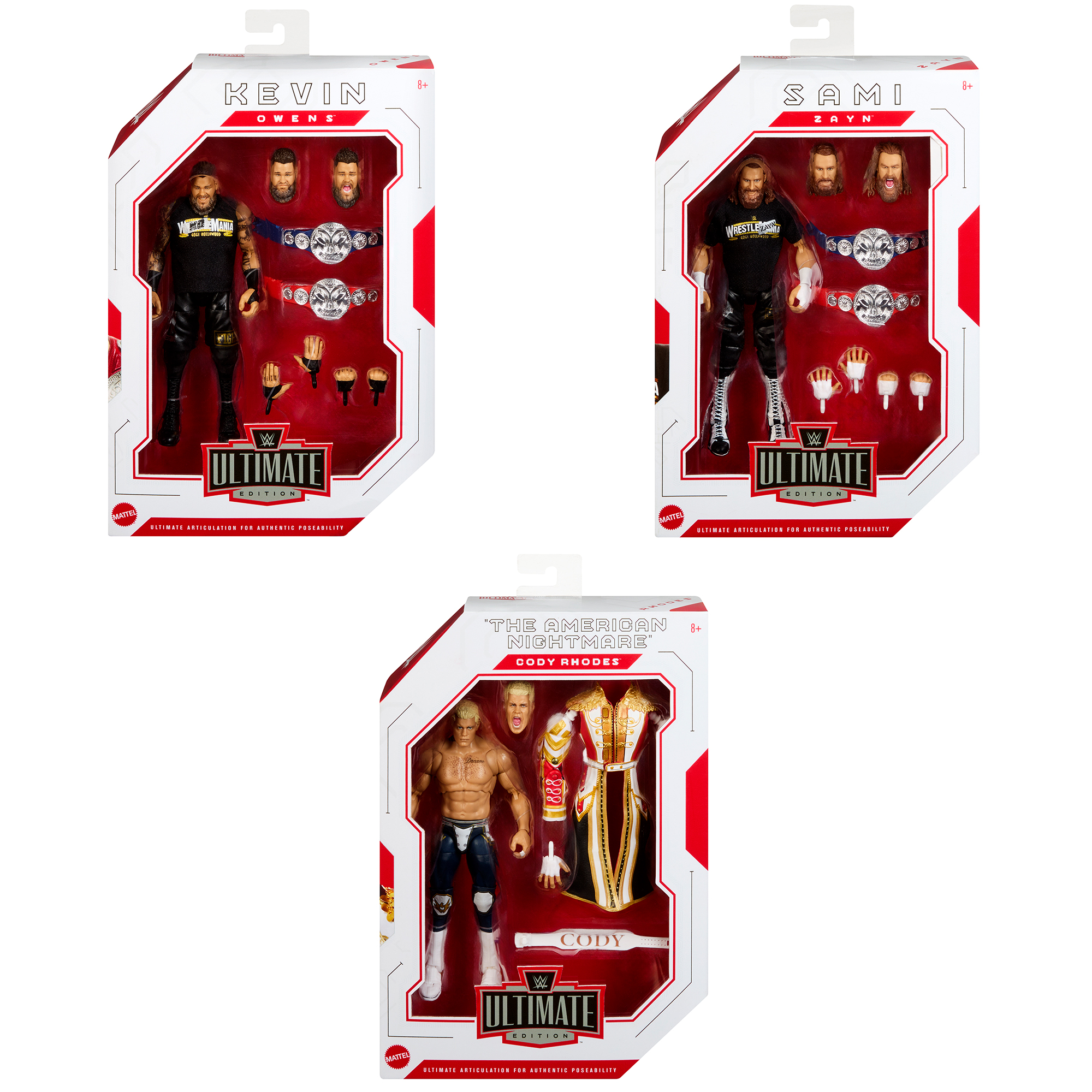 WWE Ultimate Edition 21 - Complete Set of 3 Mattel WWE Toy Wrestling ...