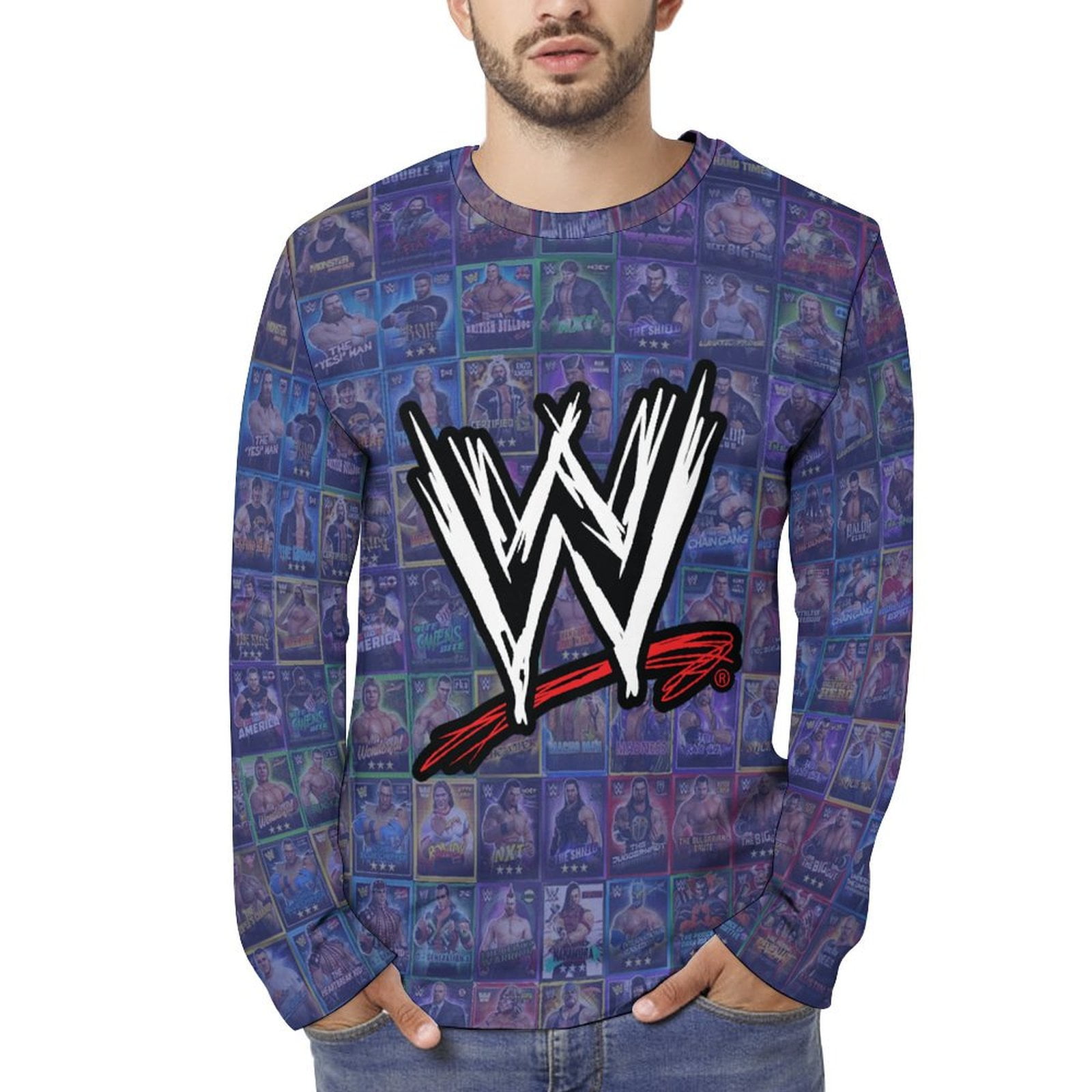 WWE WWE Mens 3D Print T-Shirt Crewneck Long Sleeve Tee Shirt - Walmart.com