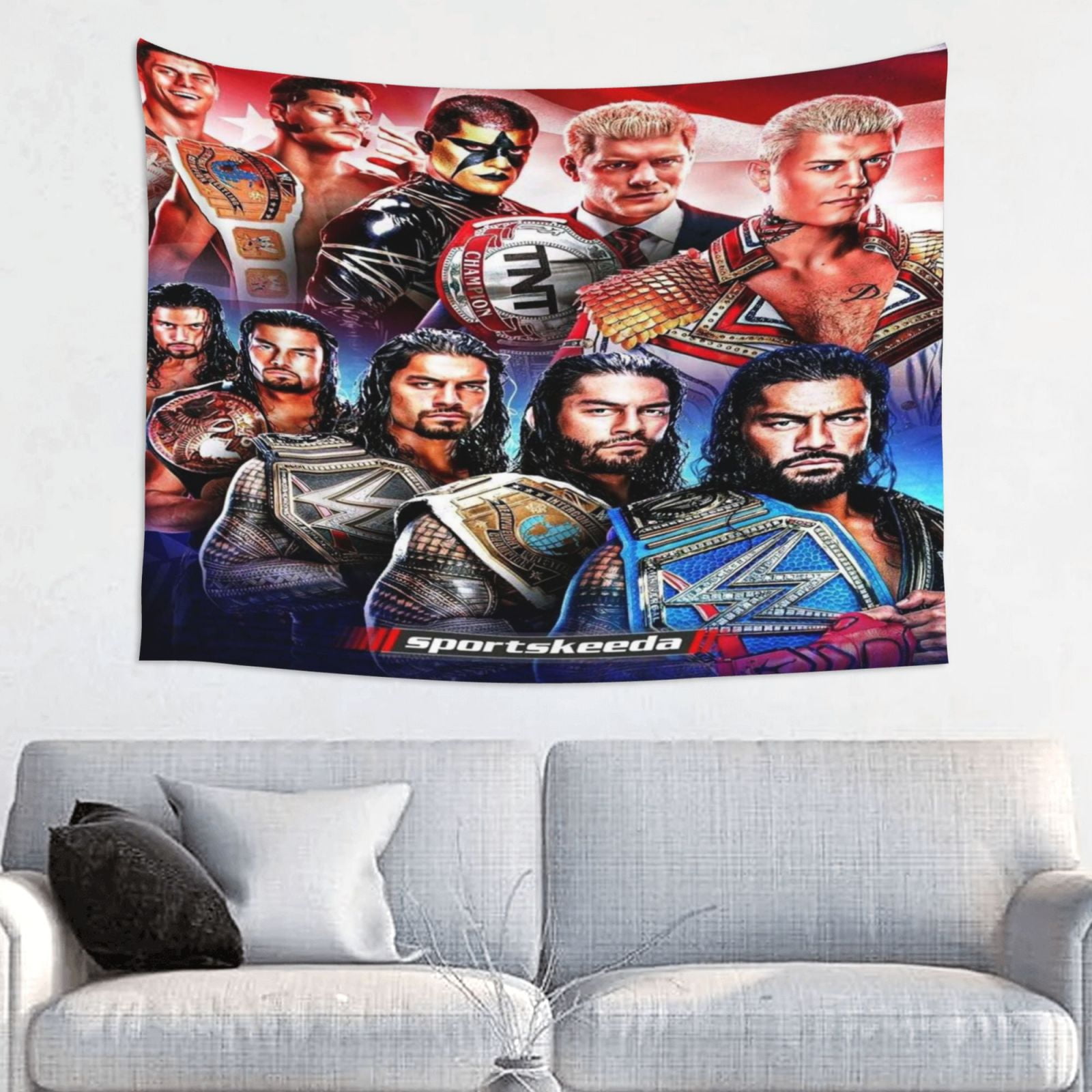 WWE Wall Tapestry Cartoon Poster for Bedroom Aesthetics Funny Decor ...