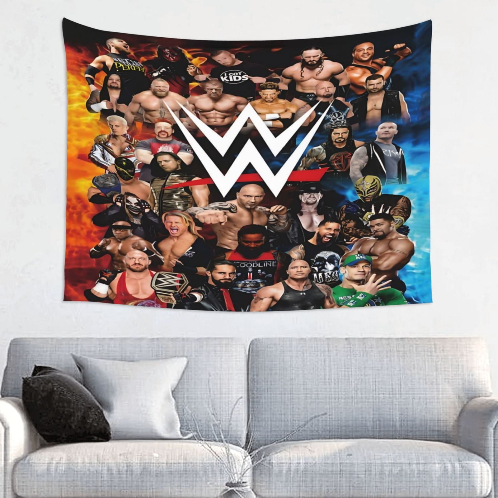 WWE Wall Tapestry Cartoon Poster for Bedroom Aesthetics Funny Decor ...
