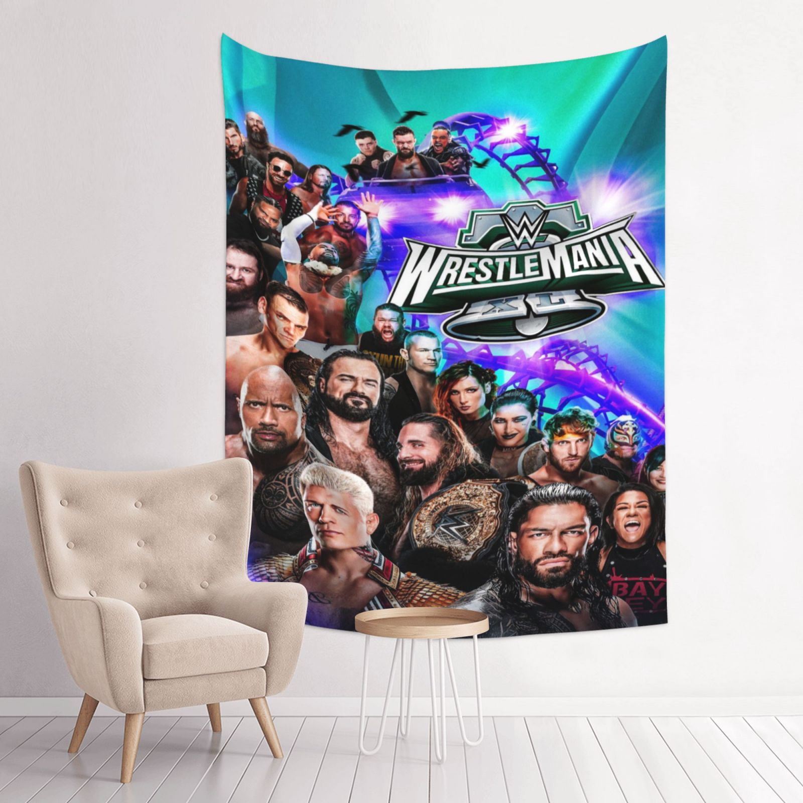 WWE Wall Tapestry Cartoon Poster for Bedroom Aesthetics Funny Decor ...