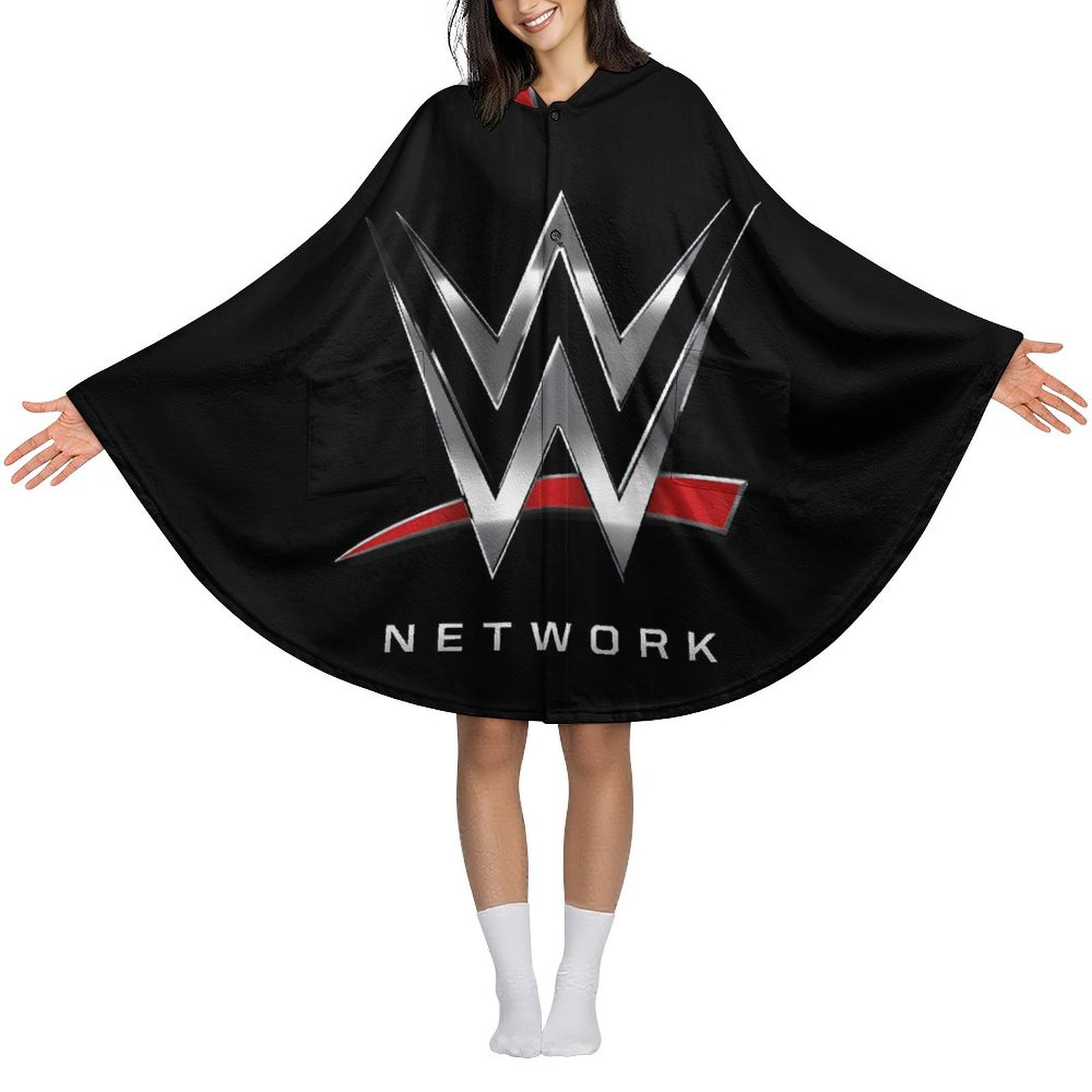 WWE Wearable Blanket Flannel Poncho Office Work Warm Cozy Shawl Blanket ...