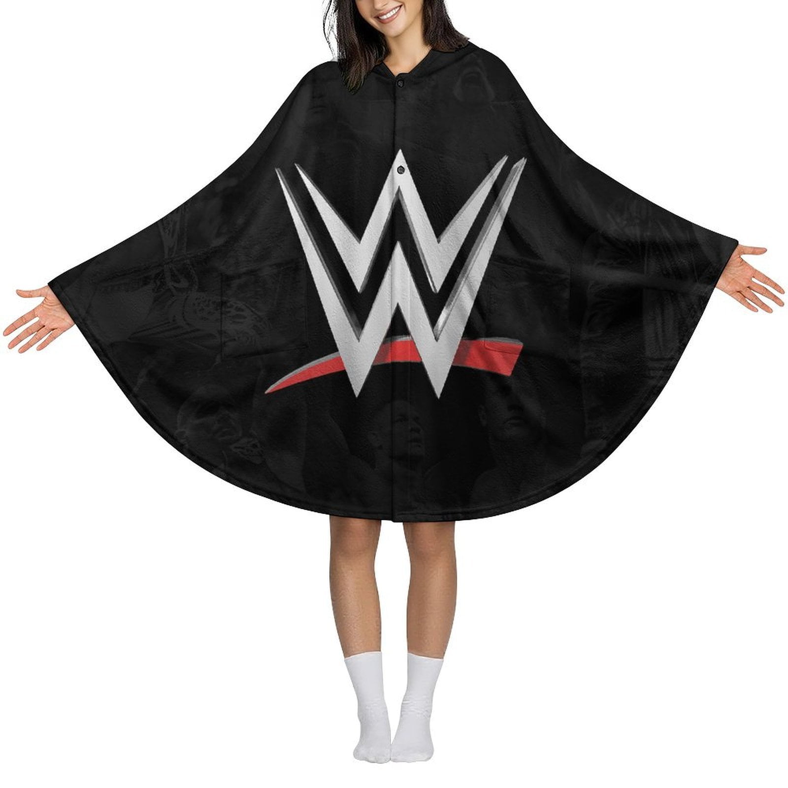WWE Wearable Blanket Flannel Poncho Office Work Warm Cozy Shawl Blanket ...