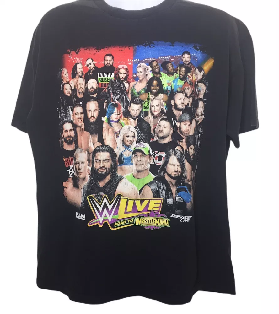 WWE Wrestlemania Tour Men Large Wrestling Shirt Brock Lesnar J0hn Cena The Miz, WWE Champion ...