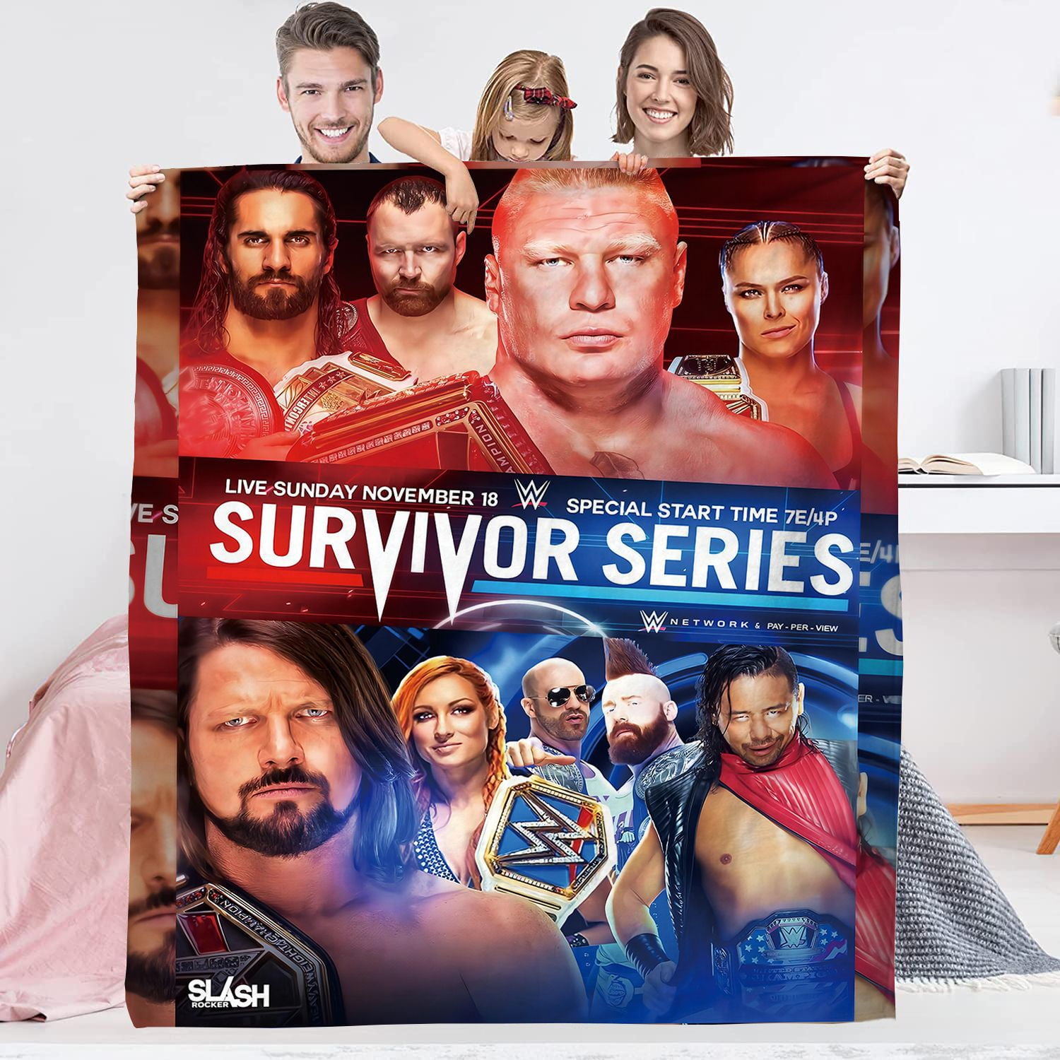 WWE Wrestling Fighting Flannel Blanket Boxer Personalized Multi-use ...