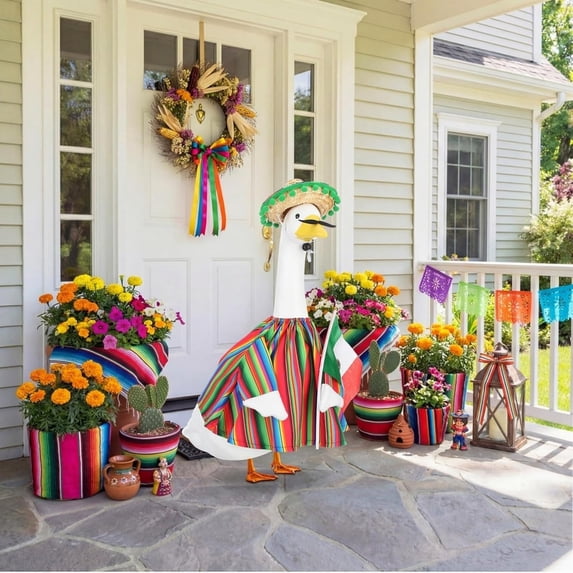 WWG Multicolor Polyester Goose Outfit with Hat for 23 Inch Lawn Geese ...