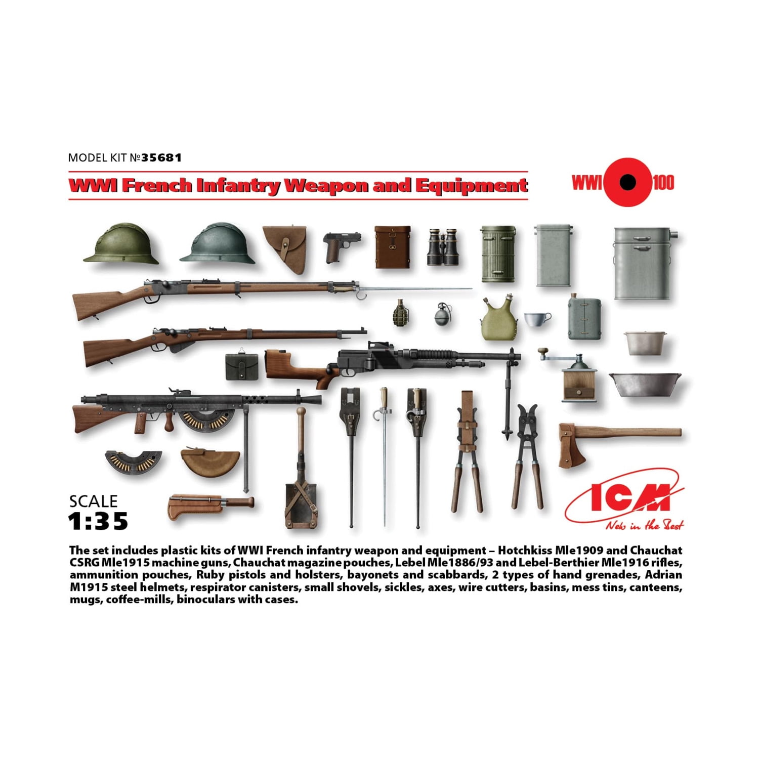 ICM WWI French Infantry Weapons & Equipment New - Walmart.com