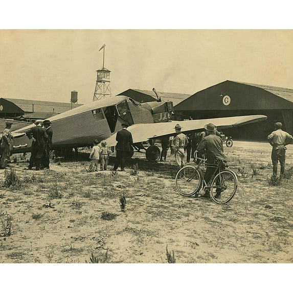 WWI Junkers-Larsen JL-6 Plane on U.S. Army Base Style - B - 24x36 Inch ...