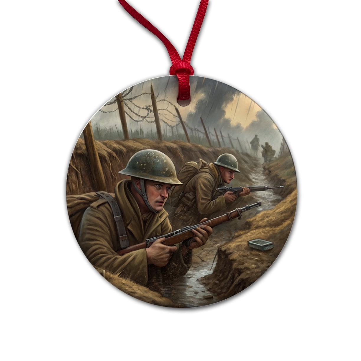 WWI Trench Warfare Allies Western Front Christmas Tree Holiday Round ...