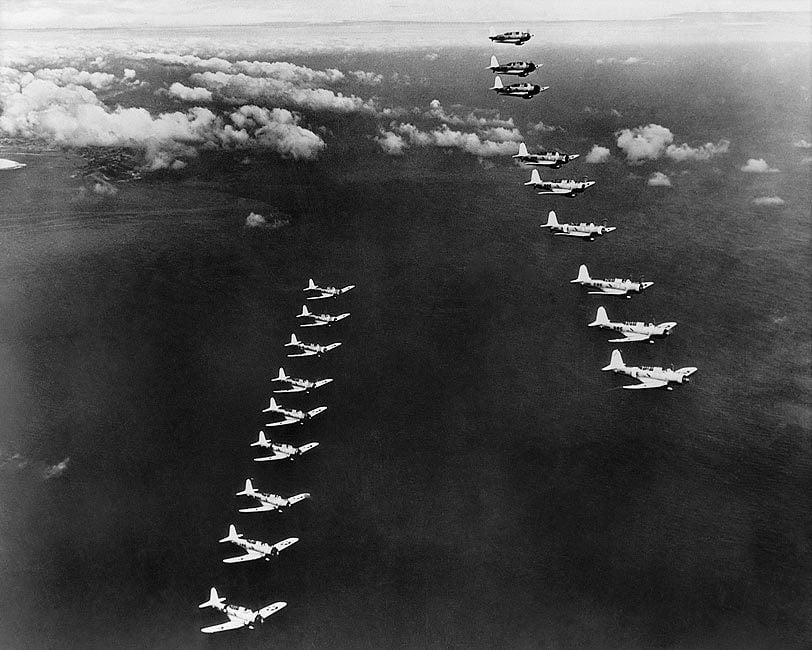 WWII Dive Bombers Aircraft in Formation Style - A - 20x30 Inch ...