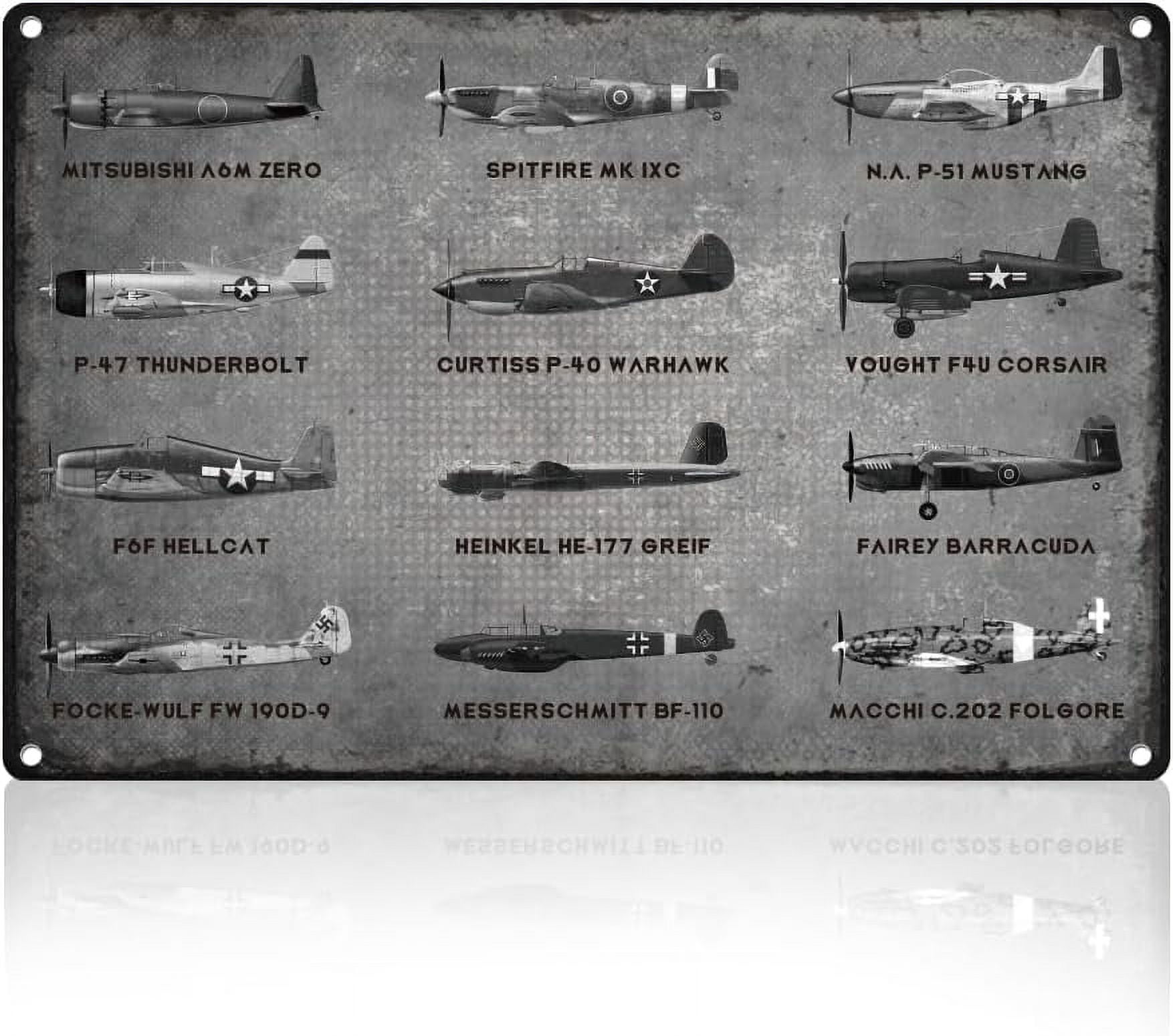 WWII Fighter Planes Metal Tin Sign Wall Decor Airplane Aviation ...