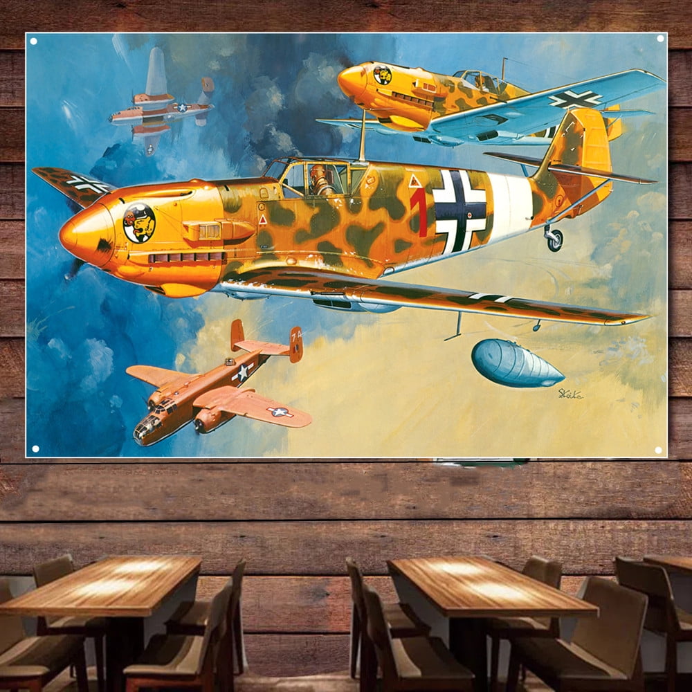 WWII German Bf.109E bomber Fighter Jet Wall Decor Tapestry - Attack ...