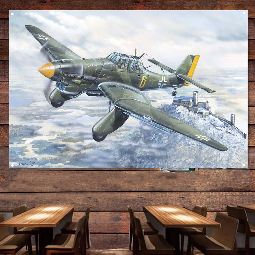 WWII German Ju 87A Stuka Fighter Jet Poster Wall Banner & Flag Air ...
