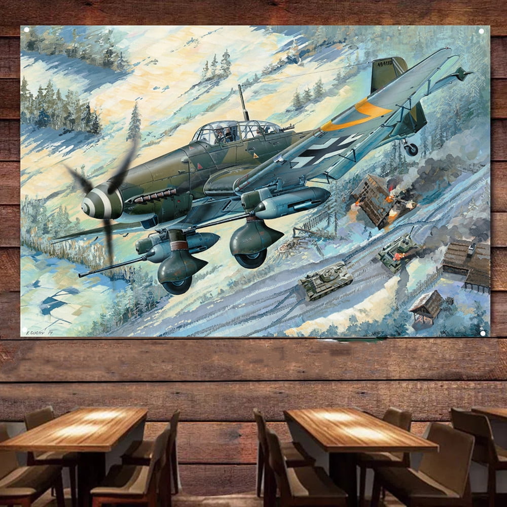 WWII German Ju 87G-2 Stuka Attack Aircraft Posters Wall Banner 38" x 57 ...