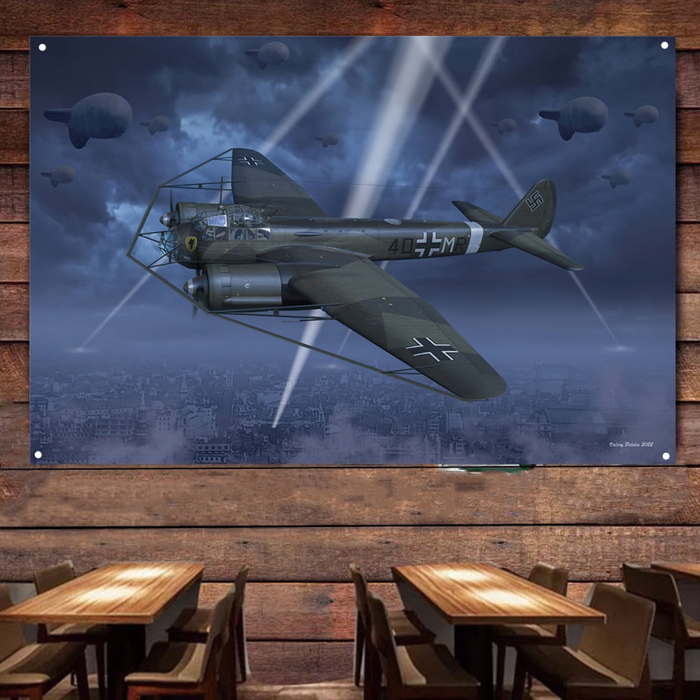 WWII German Ju-88A-8 Paravane bomber Fighter Jet Poster Wall Banner ...