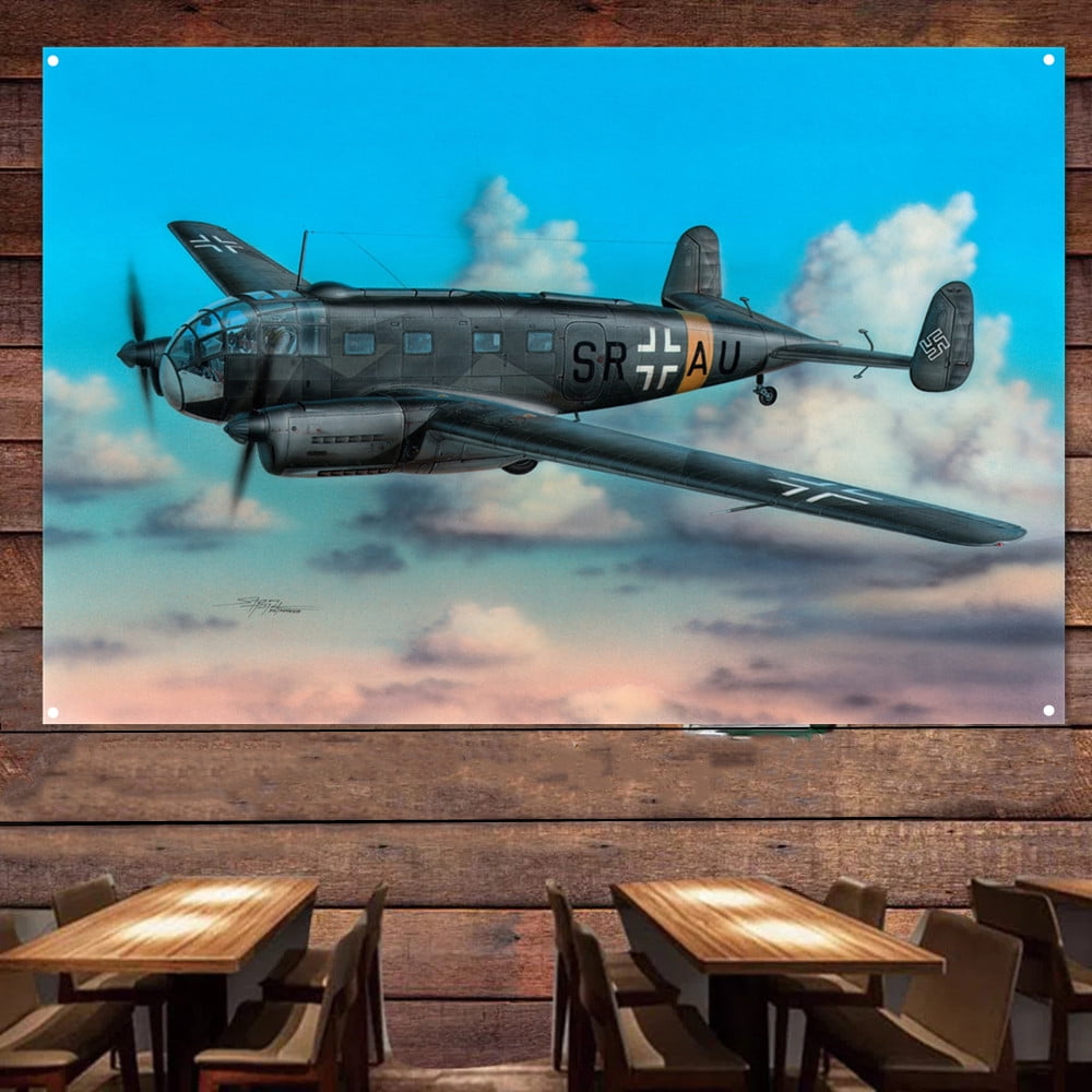 WWII German Si 204D bomber Fighter Plane Poster Canvas Print Art Banner ...