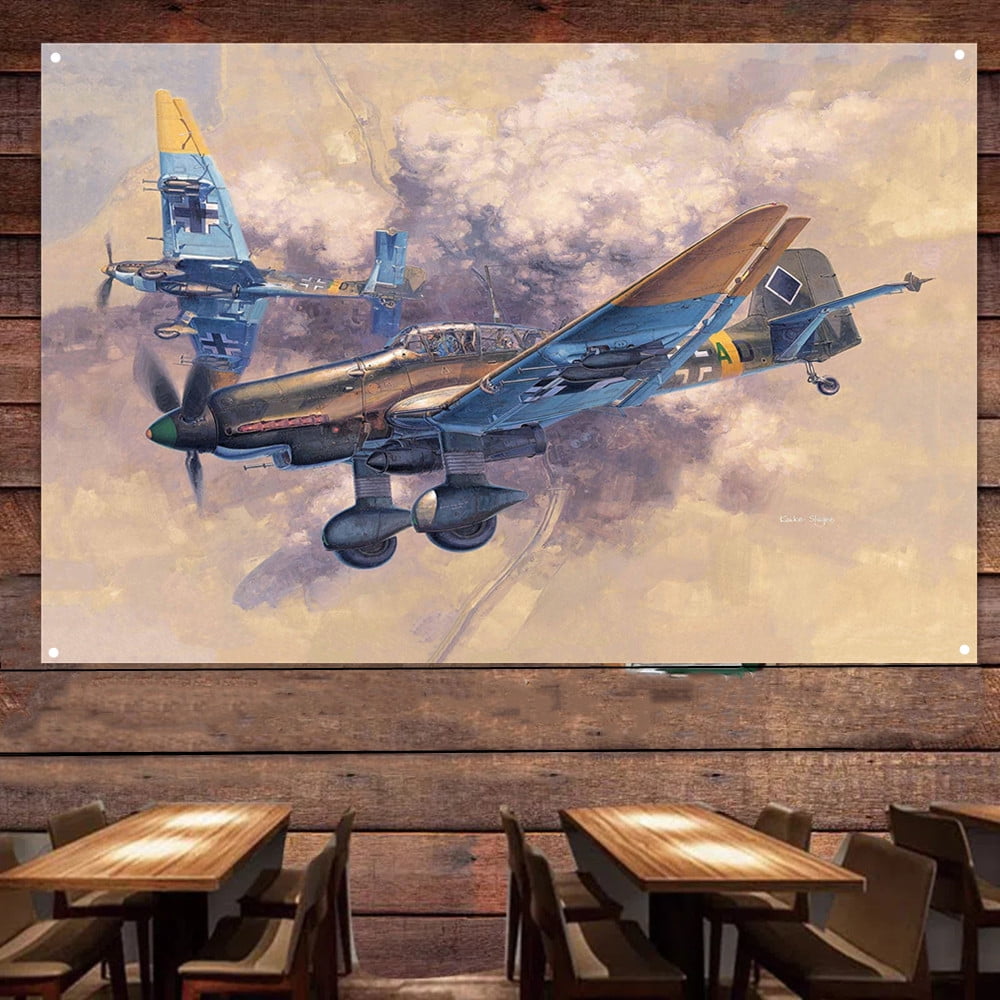 WWII GermanJu 87D Stuka Attack Aircraft Posters Wall Banner 38" x 57 ...