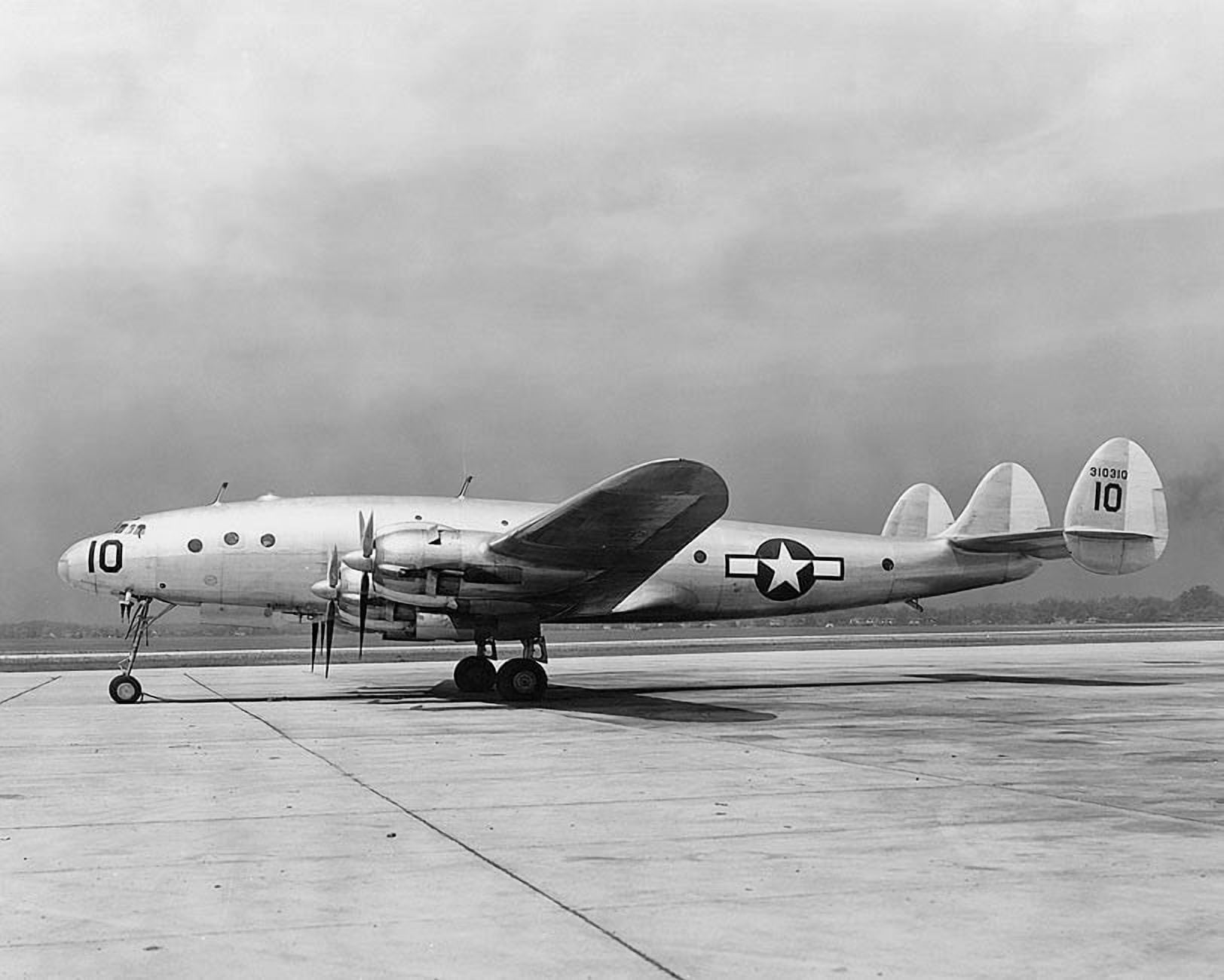 WWII Lockheed C-69 Constellation Aircraft Side View - 12x18 Inch ...