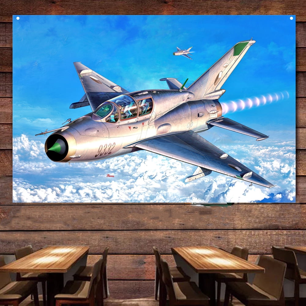 WWII MiG-21UM Bomber Fighter Banner Wall Flag - Air Force Attack ...