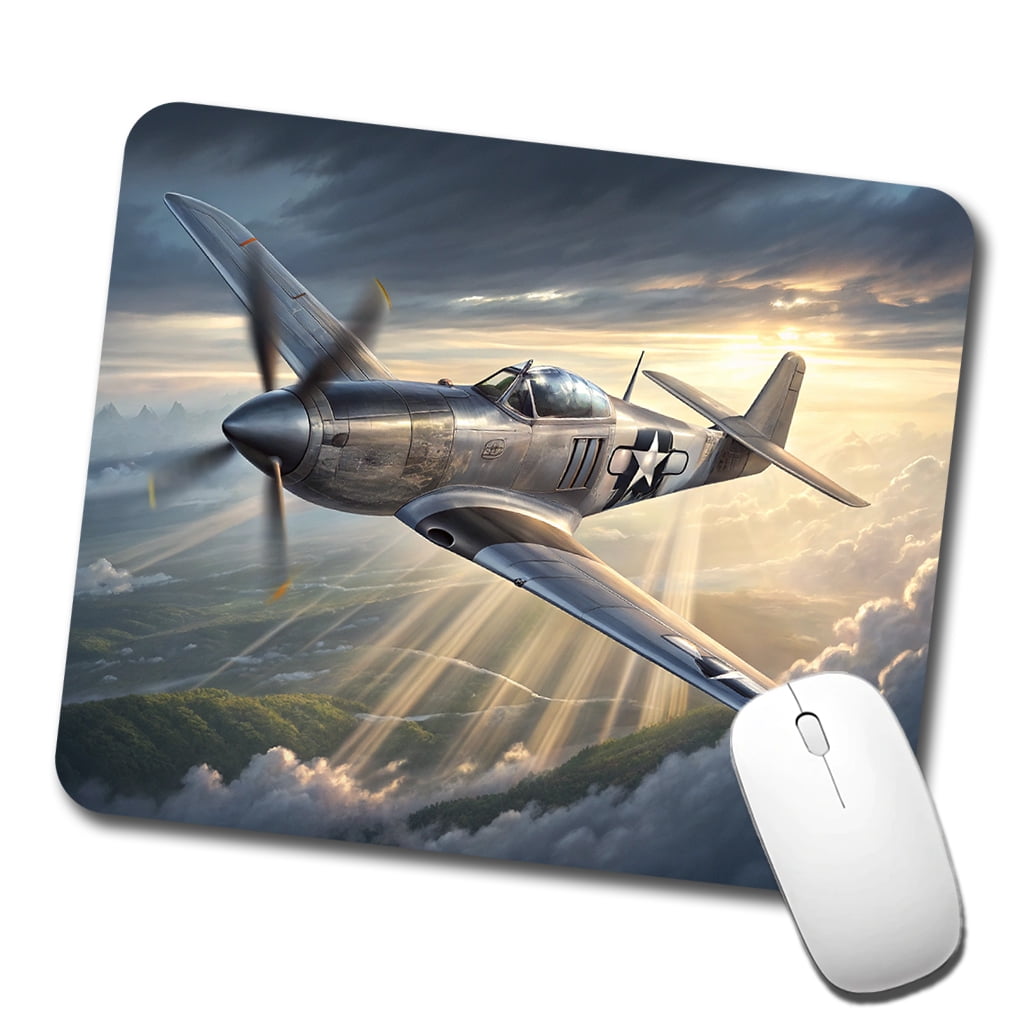 WWII Mustang US Air Force Fighter Plane In Flight Mouse Pad Low Profile ...