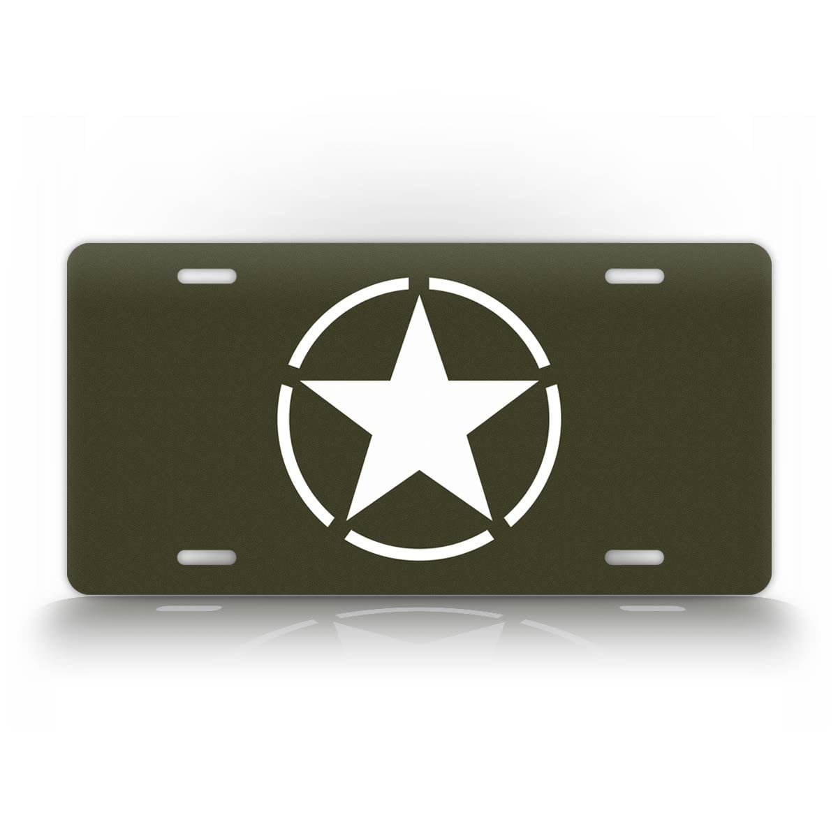 WWII Olive Drab Star License Plate WW2 Invasion Star Military Auto Tag ...